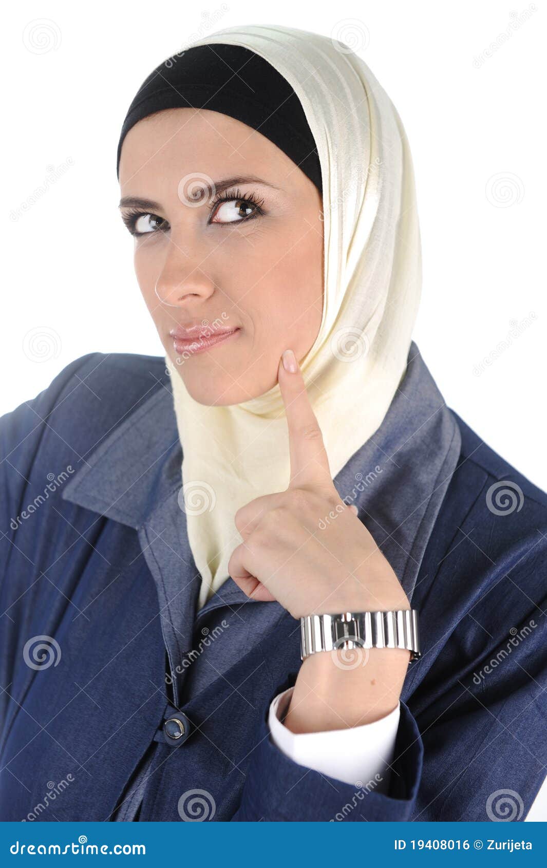 Muslim Beauty Woman Thinking Stock Photo - Image of positivity, adult ...
