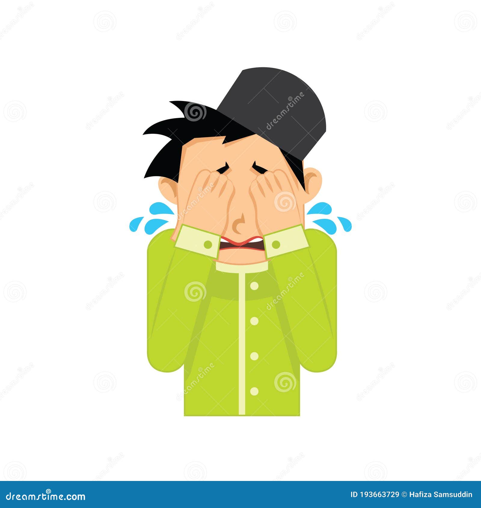 Muslim Boy Crying. Vector Illustration Decorative Design Stock Vector ...