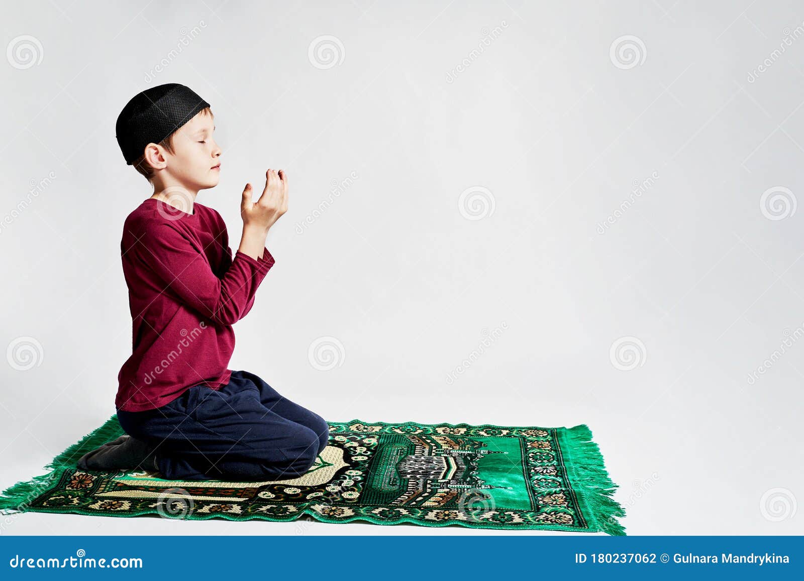 A Muslim Boy Makes a Prayer on the Ramadan Holiday Stock Photo - Image ...