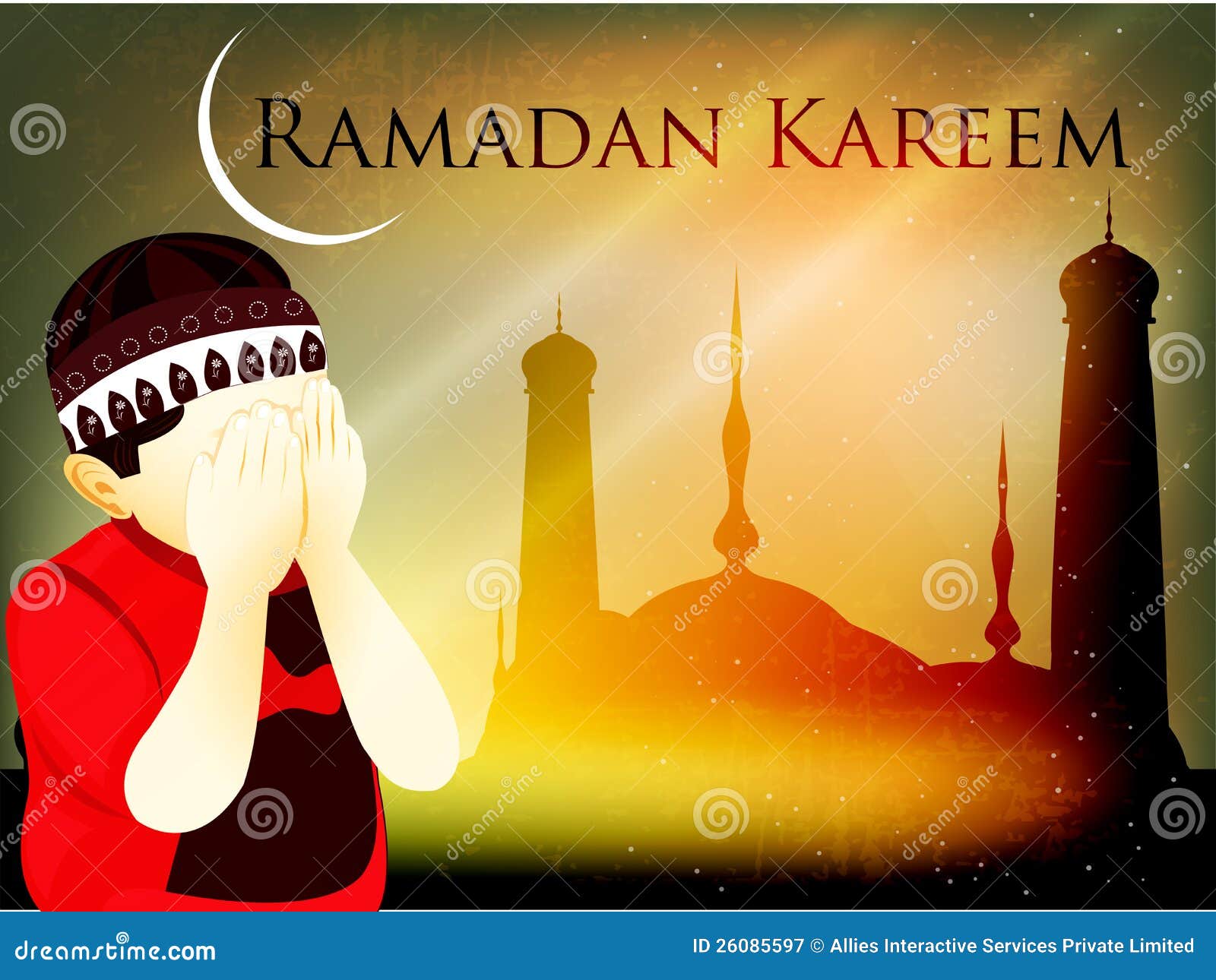 Muslim boy reading Namaz stock vector. Illustration of fitra - 26085597