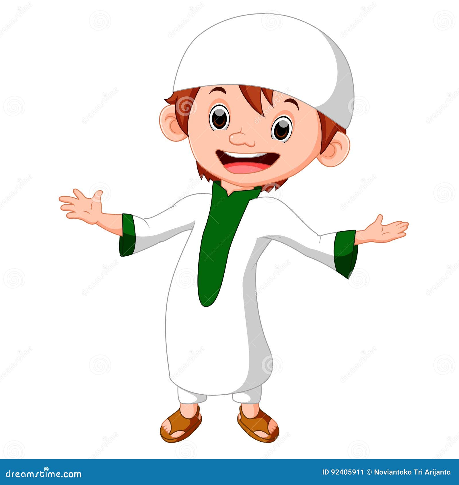 Muslim boy standing stock vector. Illustration of face - 92405911