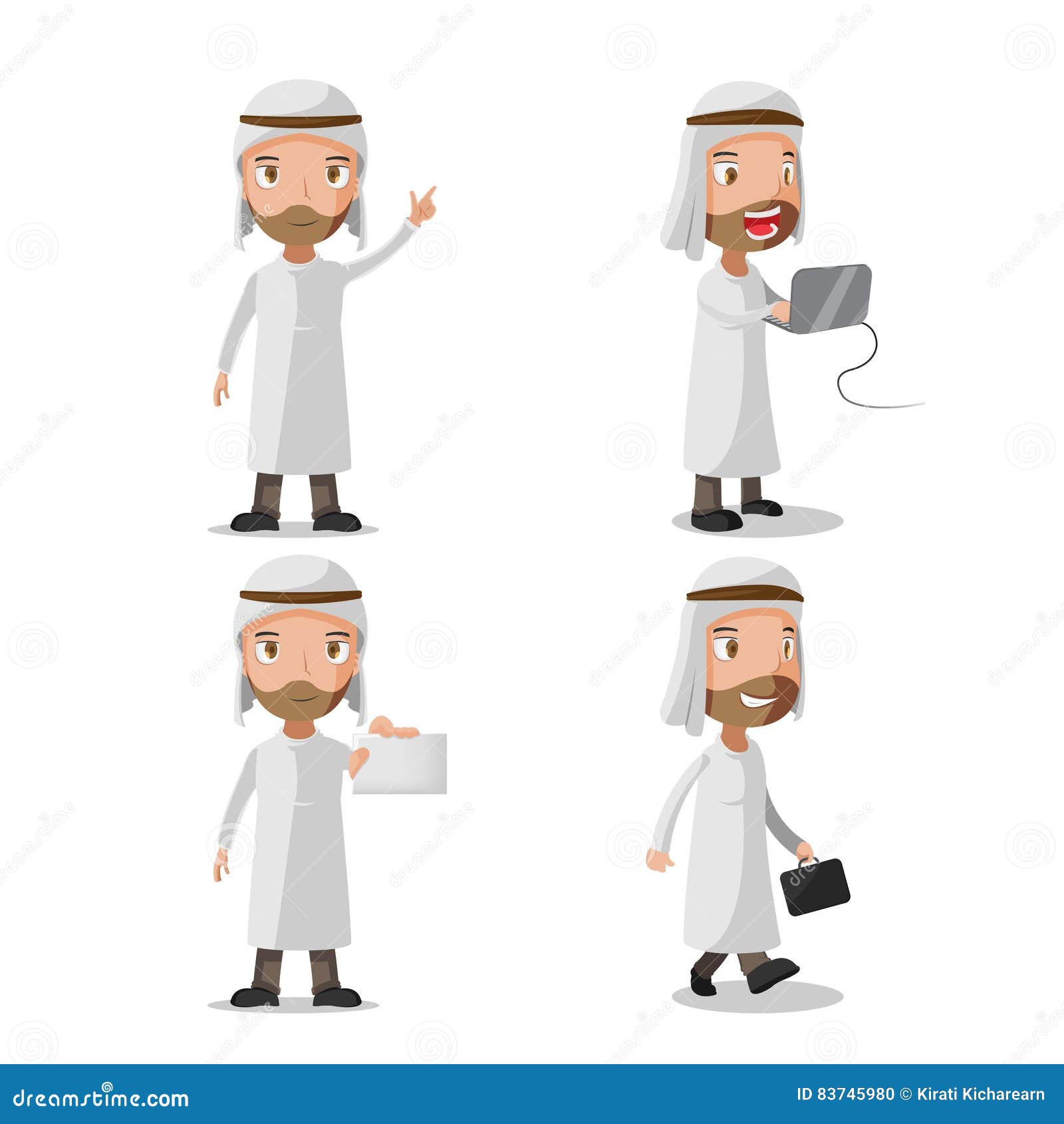 Muslim Business Man Character Set Vector Stock Vector - Illustration of ...