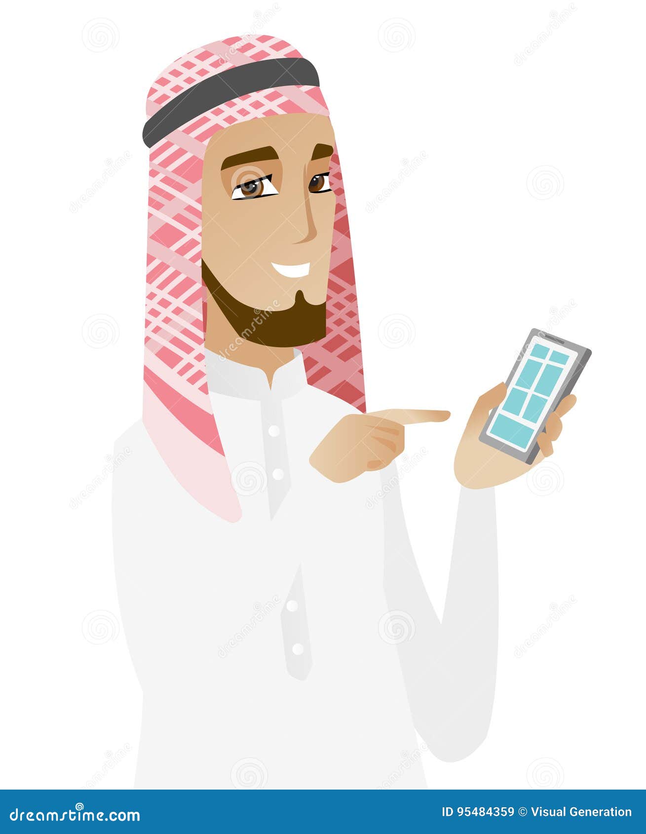 Muslim Businessman Holding Mobile Phone. Stock Vector - Illustration of ...
