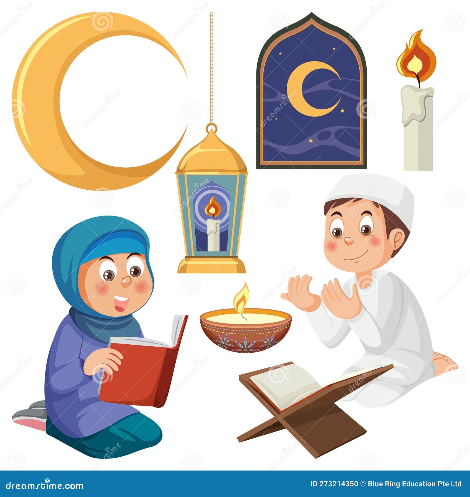 Muslim Cartoon Characters and Objects Vector Stock Vector ...