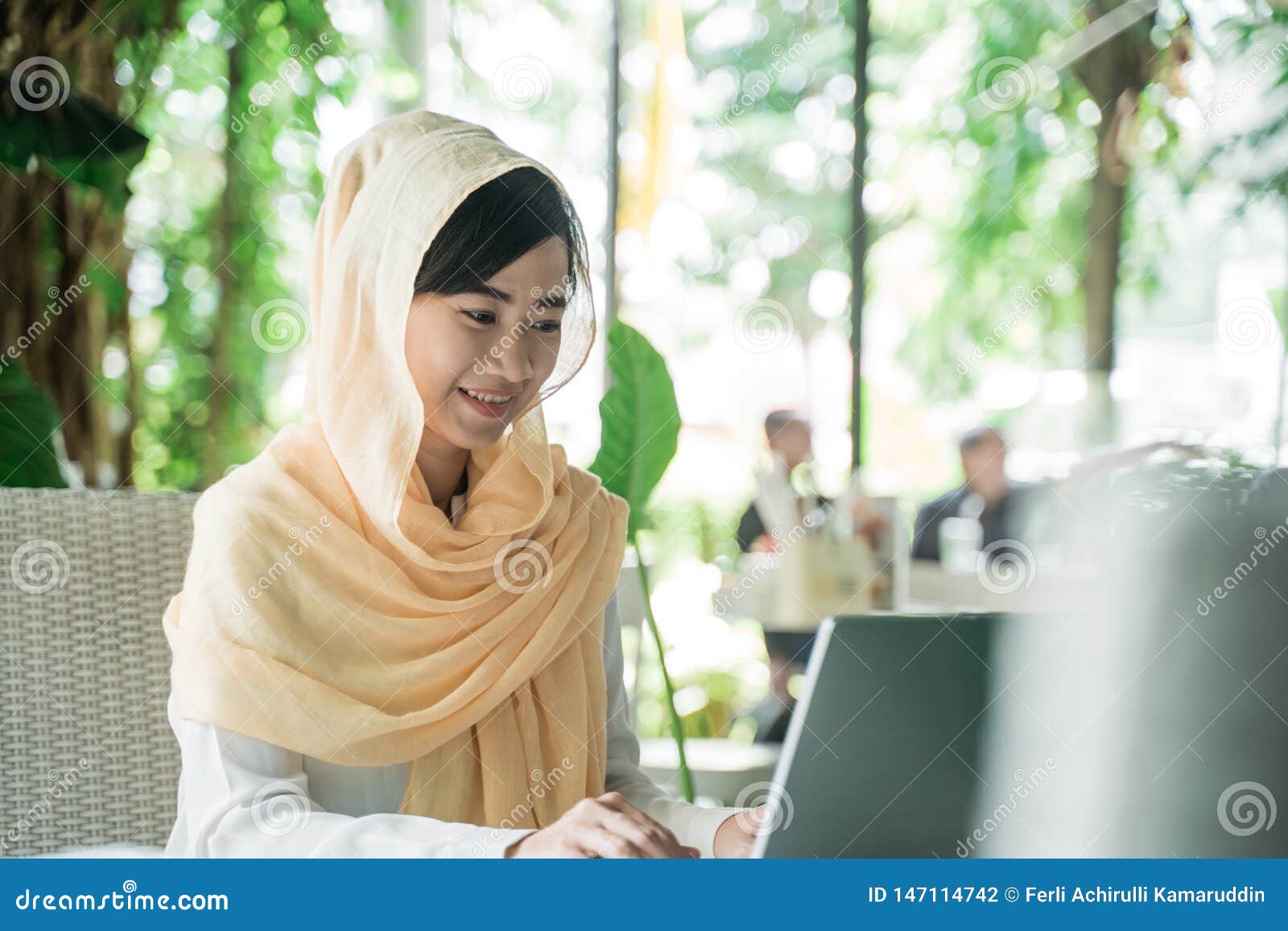 Muslim Entrepreneur Working at Cafe Stock Photo - Image of inspiration ...