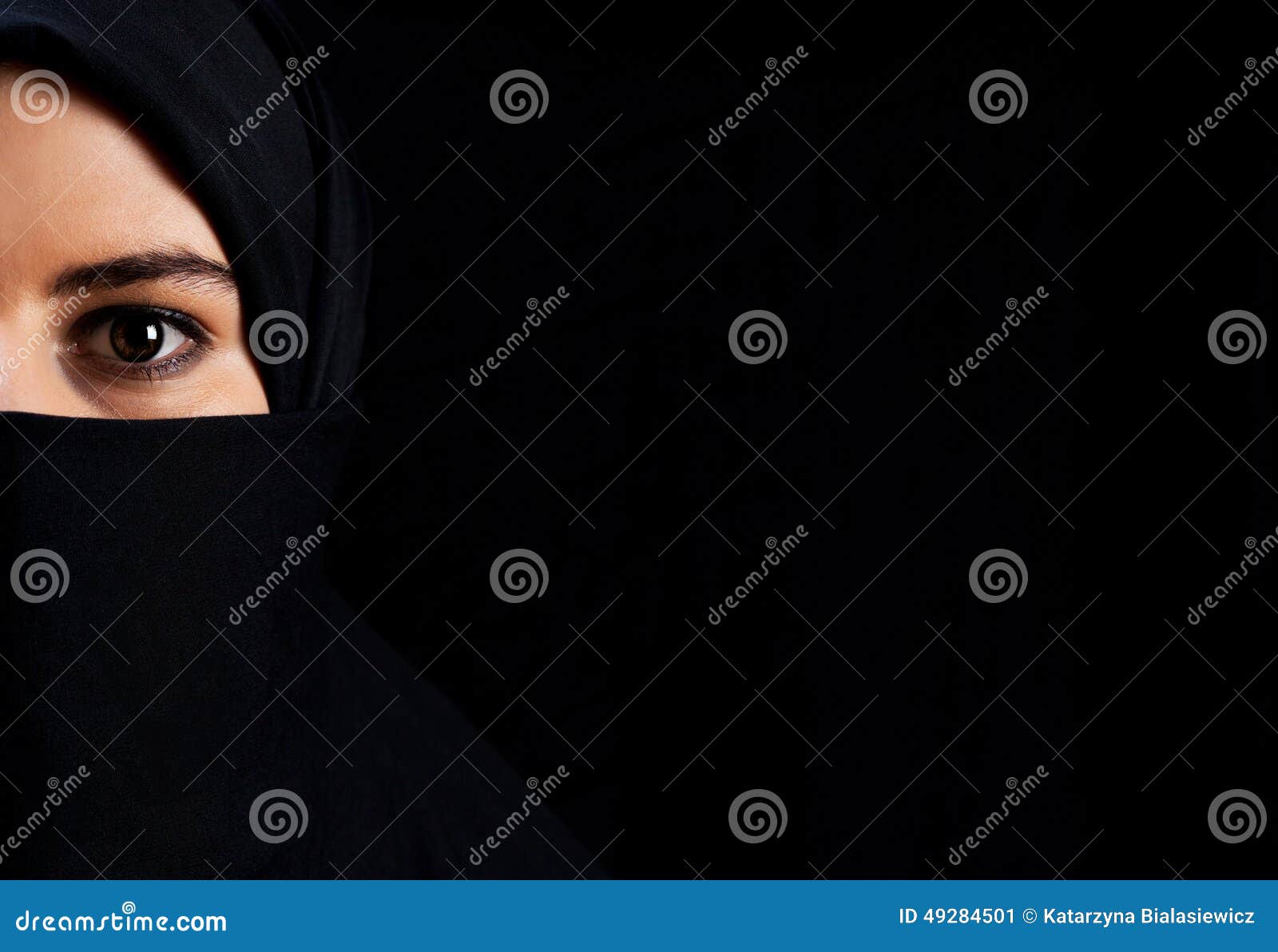 Muslim Face on Black Background Stock Image - Image of arabic, portrait ...