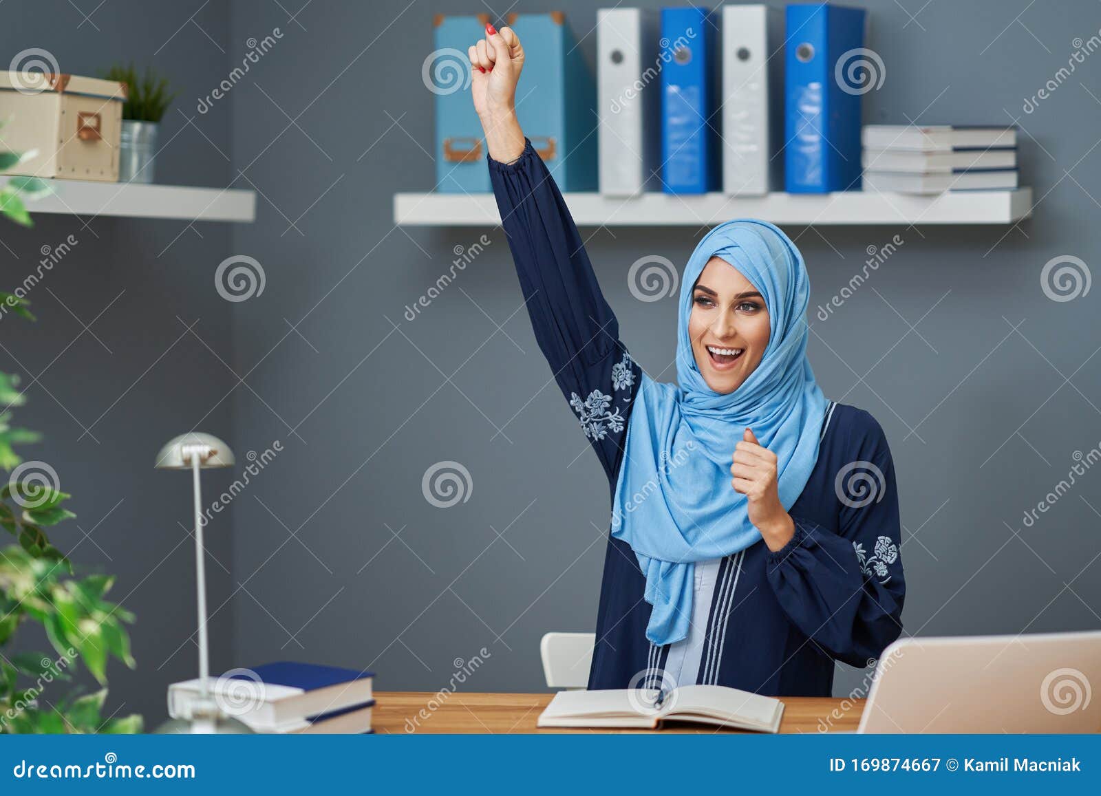 Muslim Female Student Learning at Home Stock Image - Image of culture ...