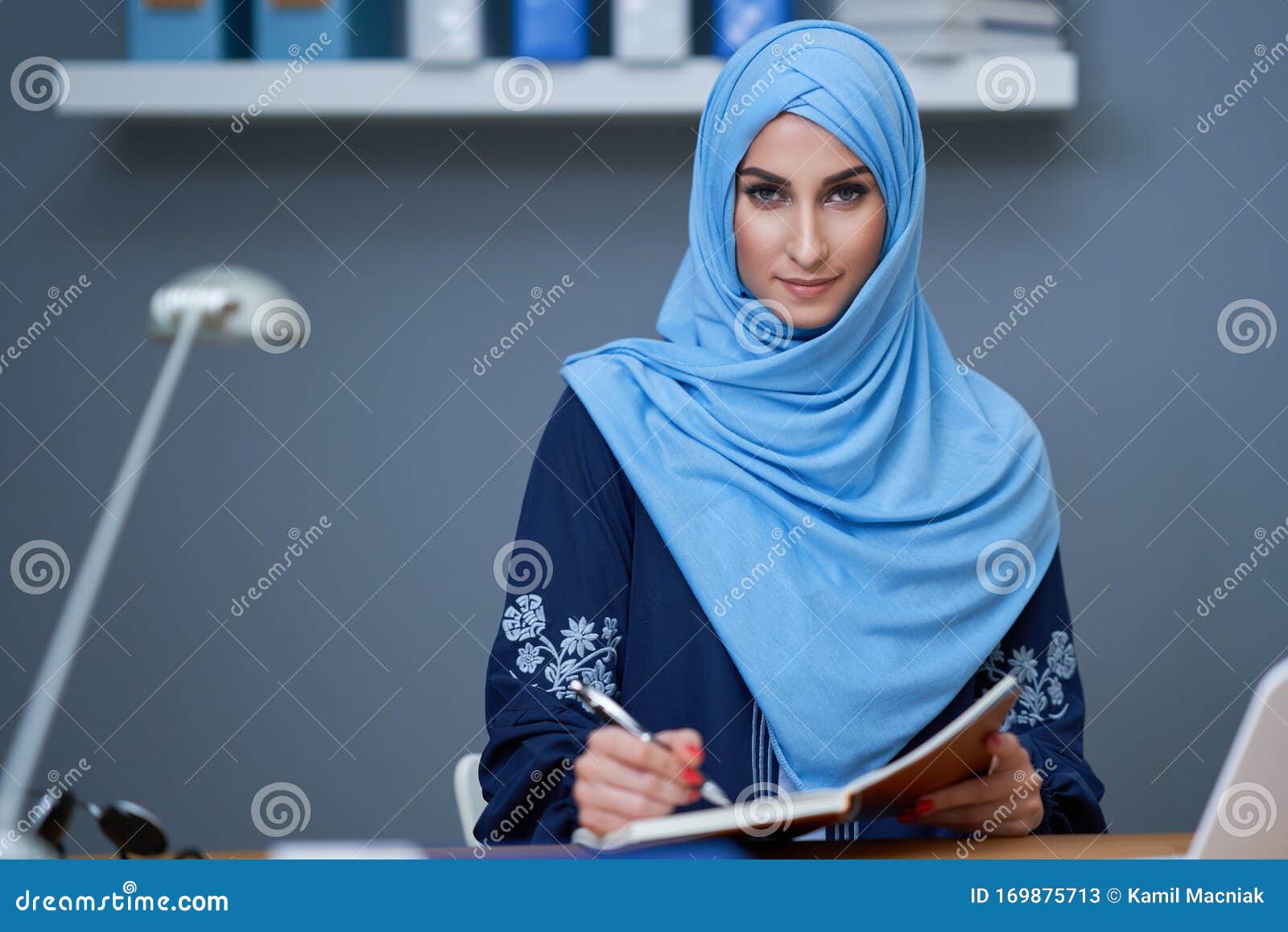 Muslim Female Student Learning at Home Stock Image - Image of learning ...