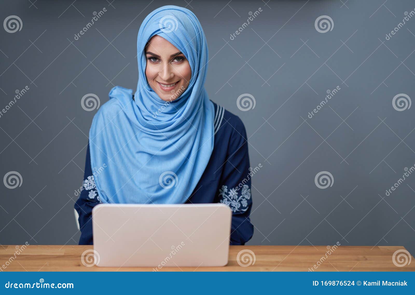 Muslim Female Student Learning at Home Stock Photo - Image of happy ...