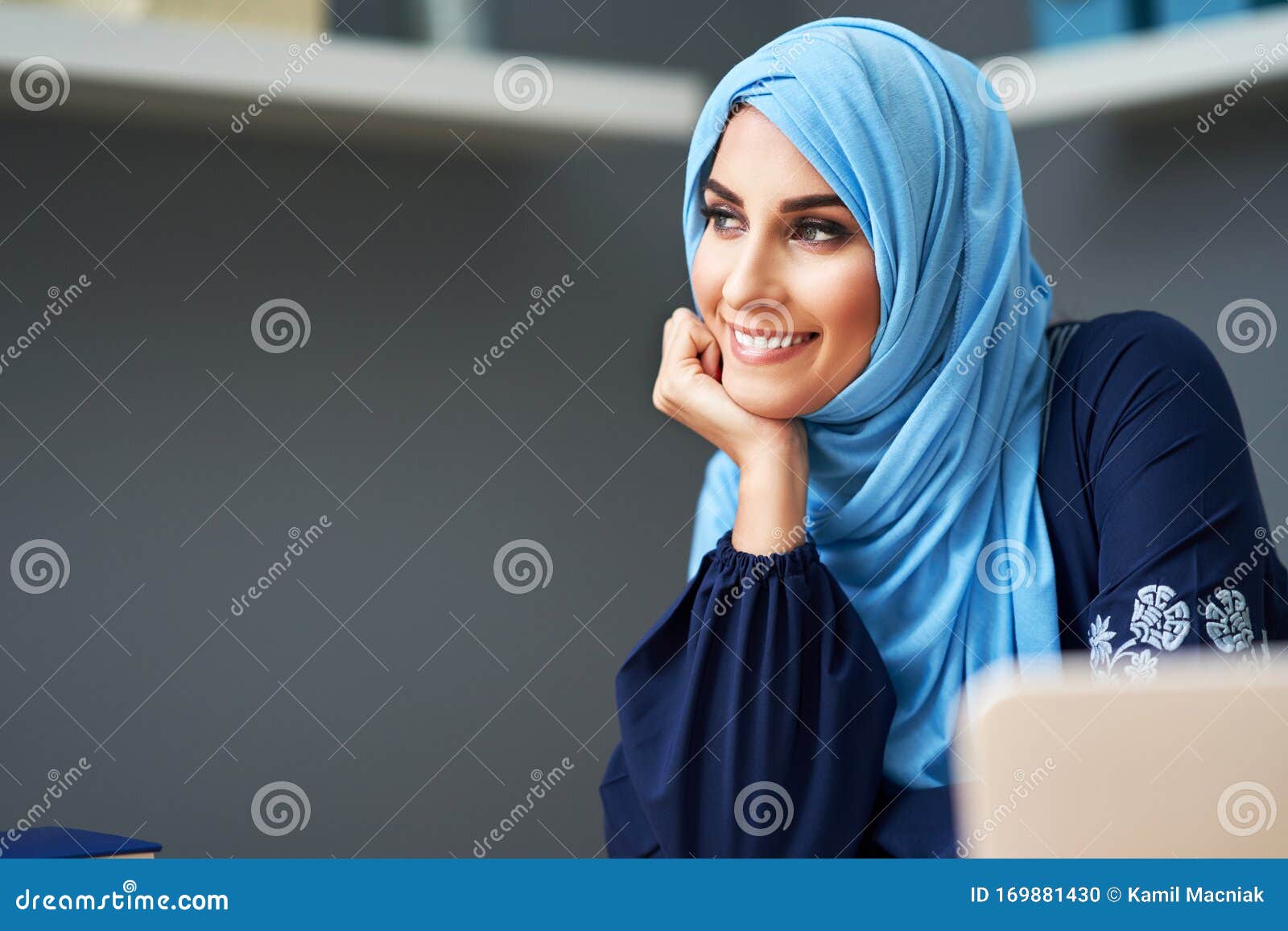 Muslim Female Student Learning at Home Stock Photo - Image of closeup ...