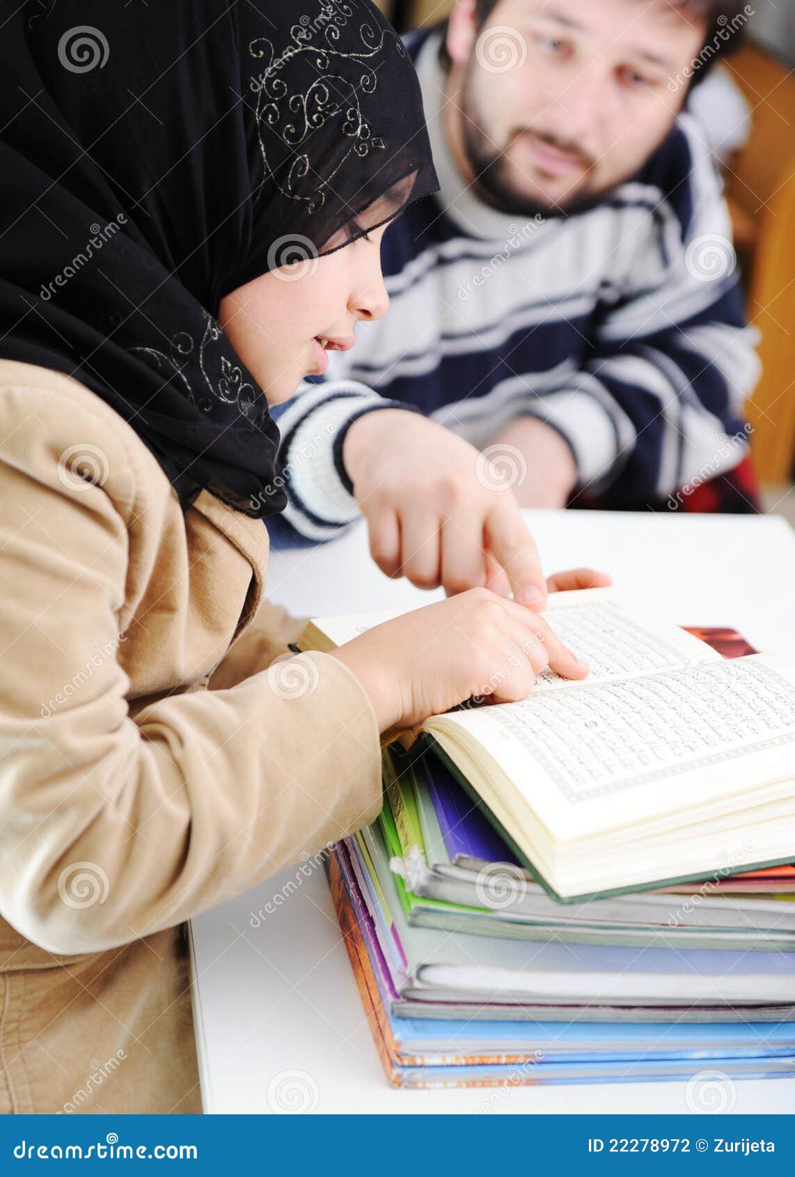 Muslim girl learning stock photo. Image of islam, little - 22278972