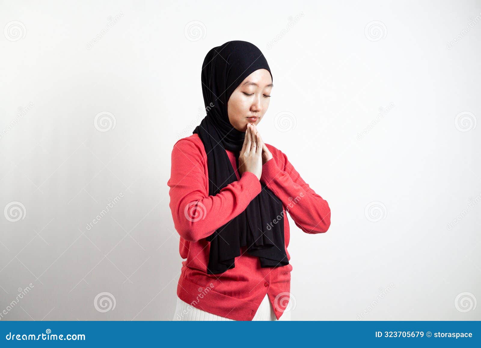 A Muslim Girl is Praying. Isolated on White Background Stock Image ... A Muslim Girl is Praying. Isolated on White Background Stock Image ...