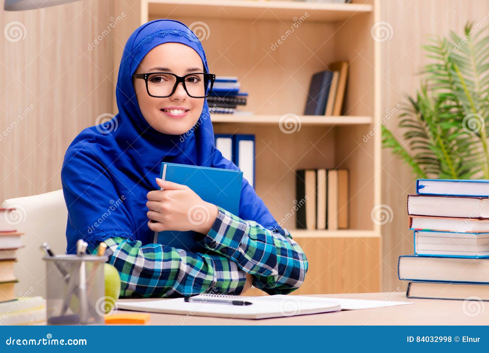 The Muslim Girl Preparing for Entry Exams Stock Photo - Image of muslim ...