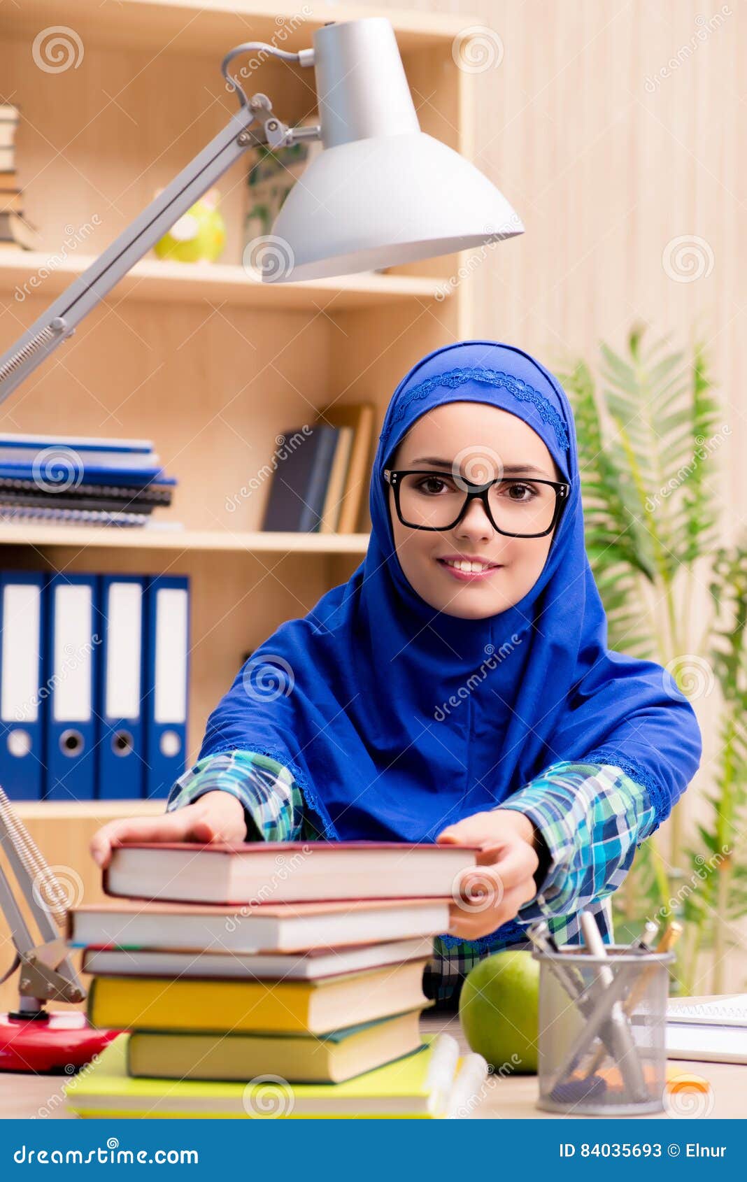 The Muslim Girl Preparing for Entry Exams Stock Image - Image of ethnic ...