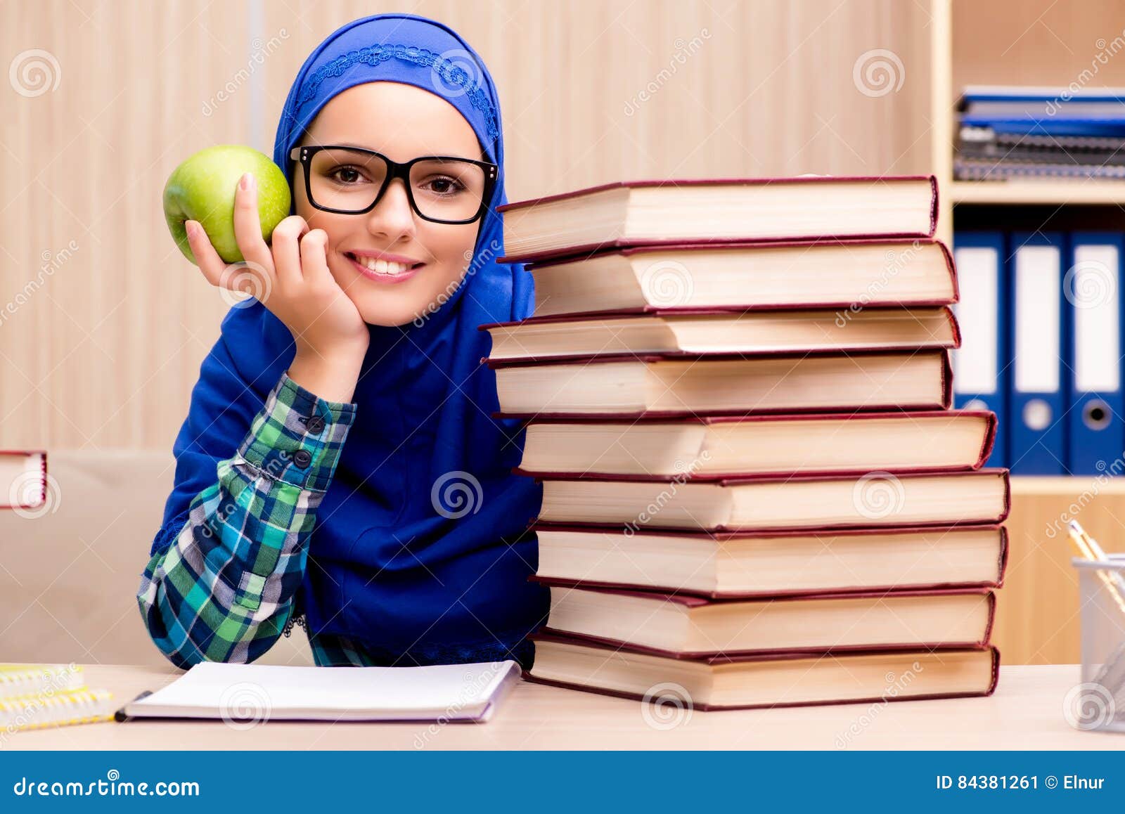 The Muslim Girl Preparing for Entry Exams Stock Image - Image of kuran ...