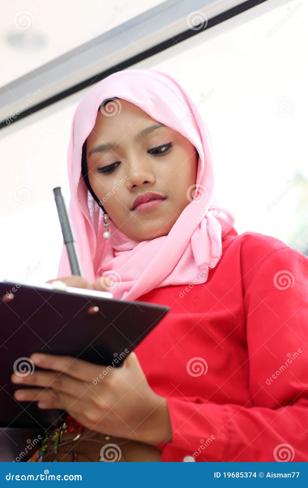 Muslim Girls Writing on Report File Stock Photo - Image of attractive ...
