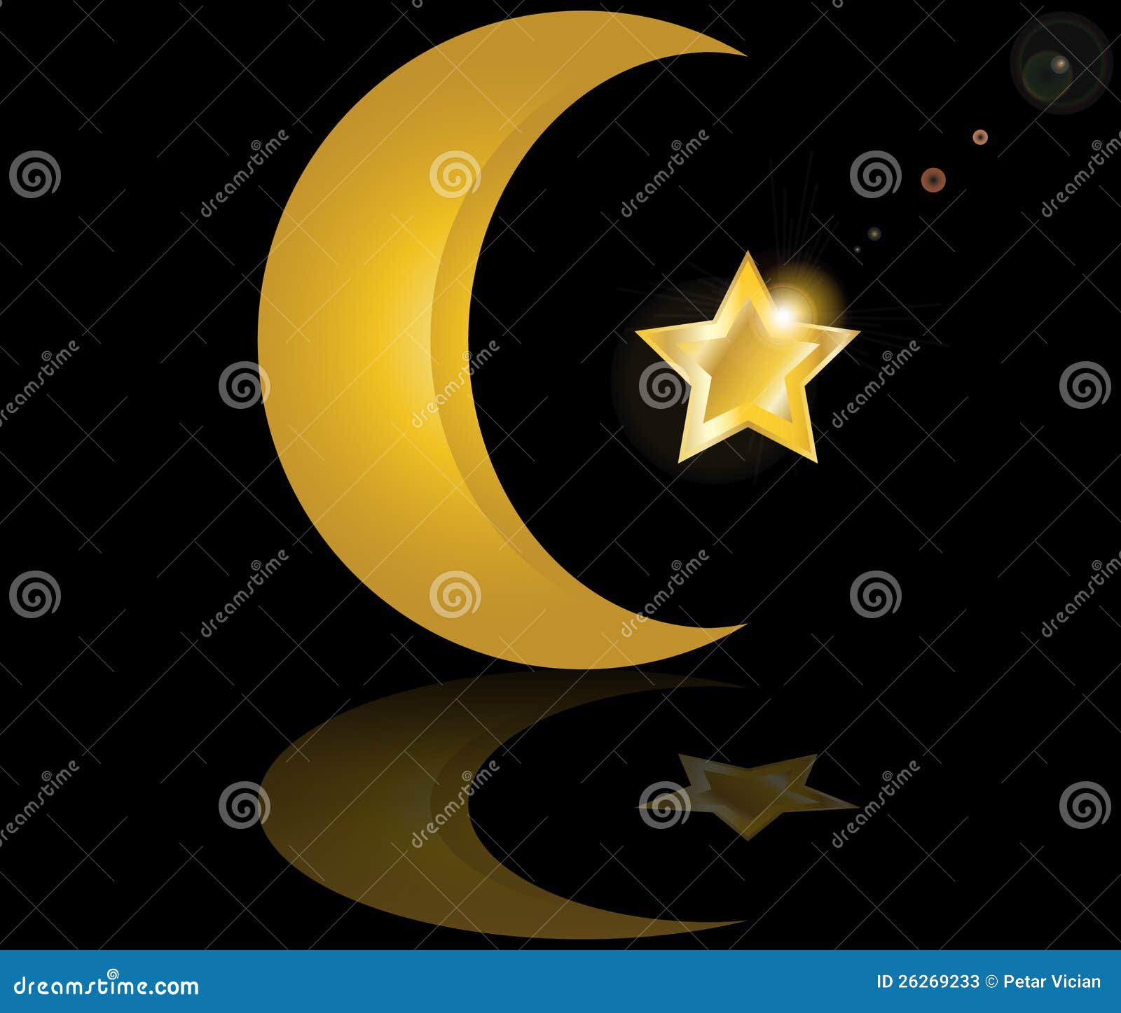 Muslim Gold Star Crescent on Black Background Stock Vector ...