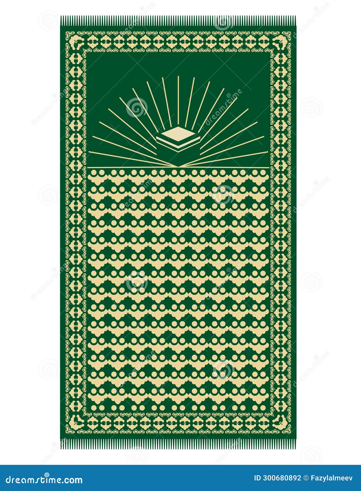 Muslim Green Prayer Rug with Decorative Elements. Islamic Textile Stock ...
