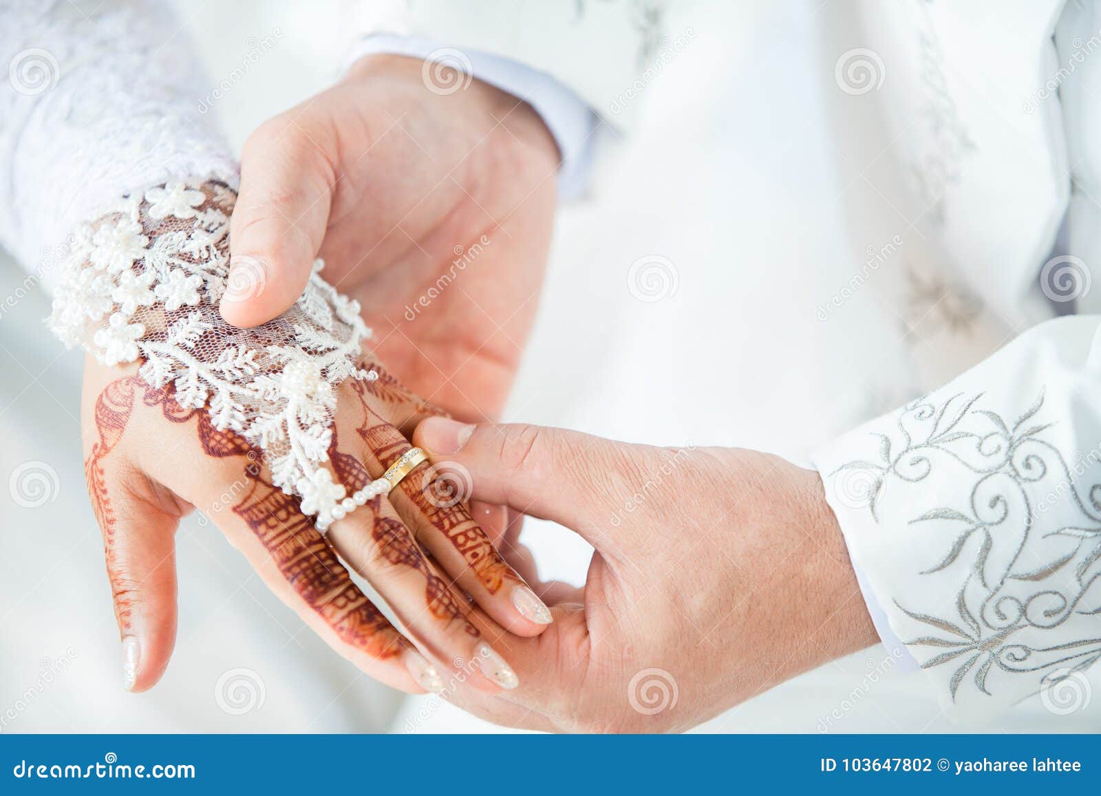 Muslim Groom Wears the Ring Bride Stock Photo - Image of human, girl ...
