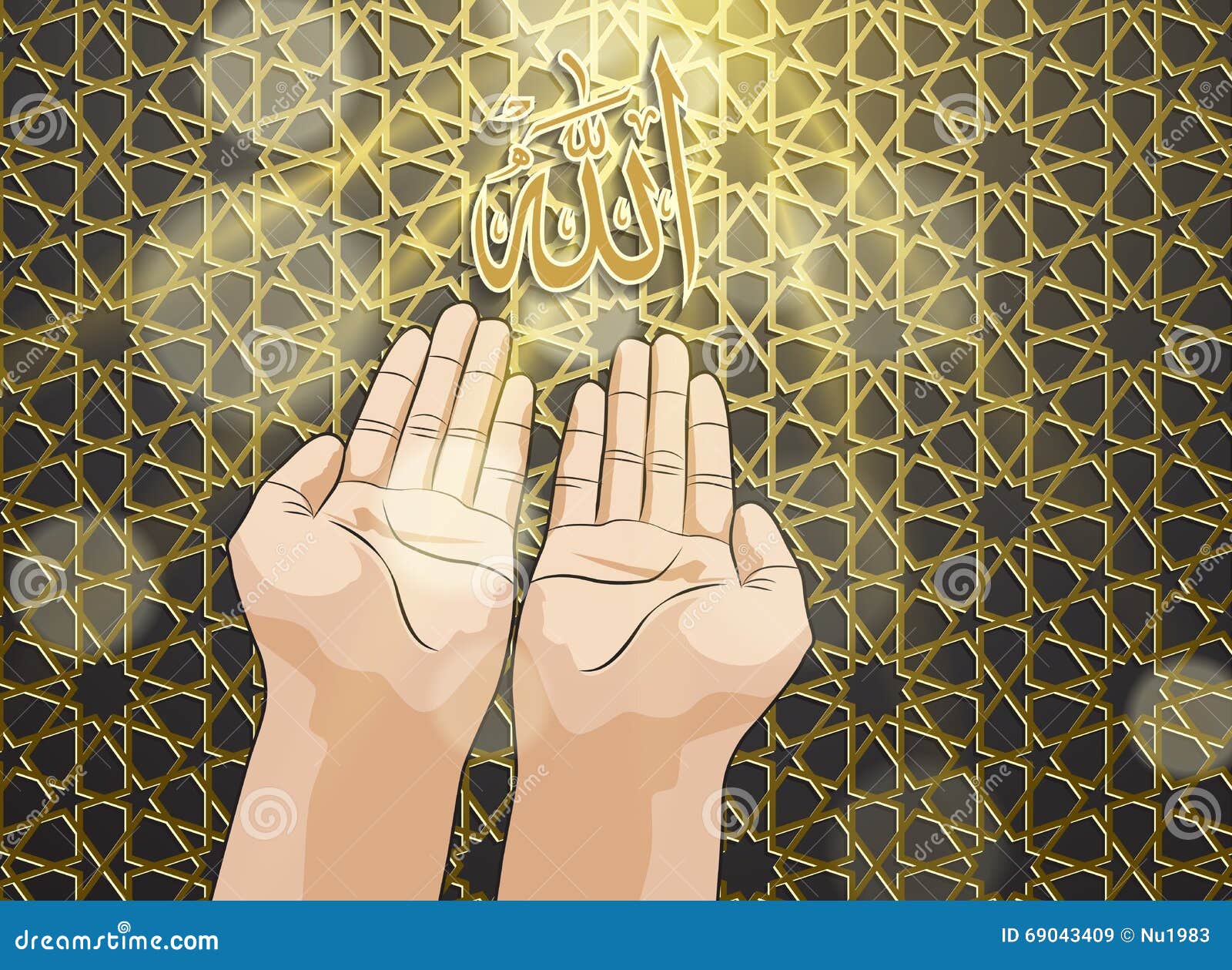 Muslim Hands In Pose Of Praying Illustration. Praying Hands Flat Icon ...