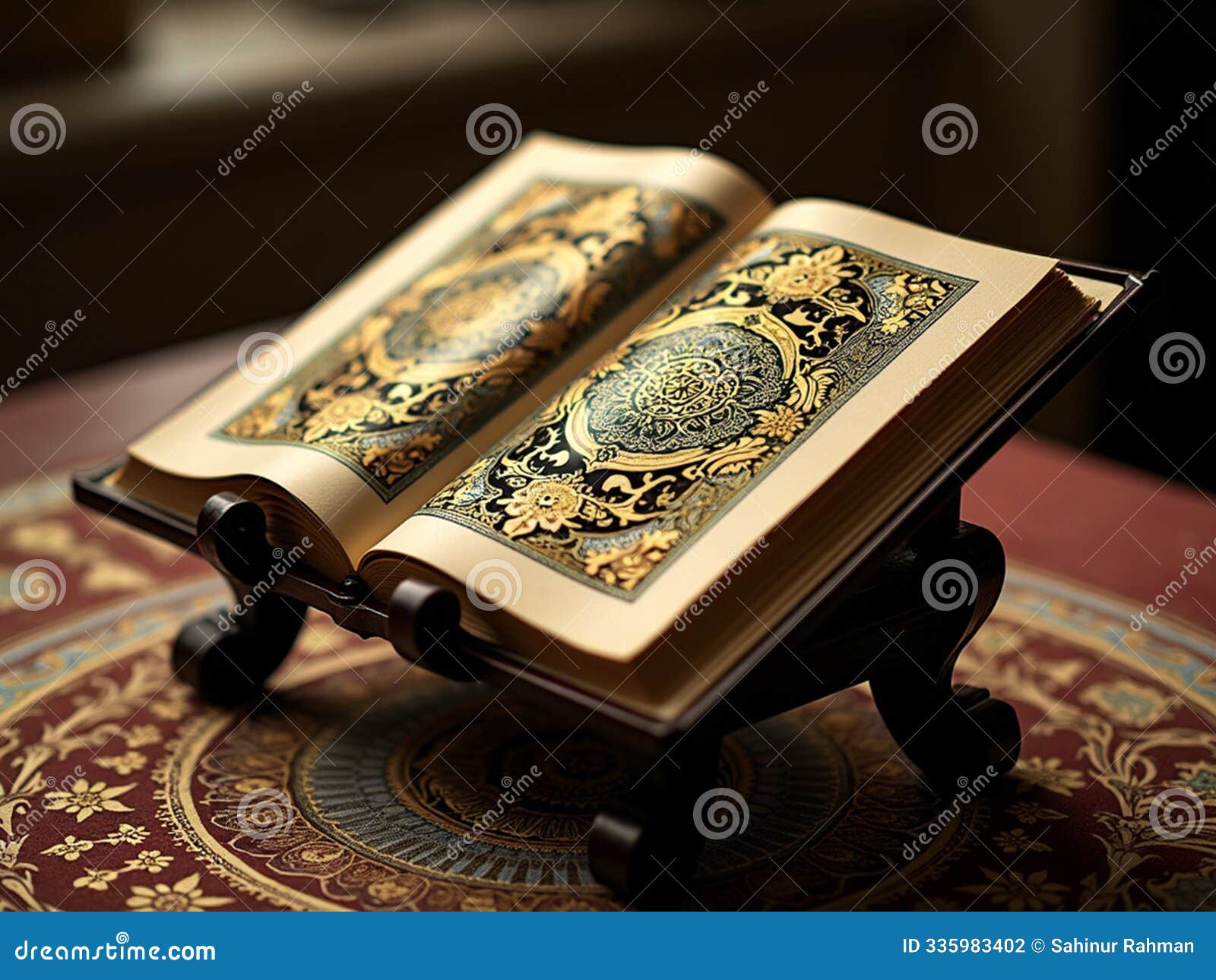 Muslim Holy Quran Book Placed on Steampunk. Stock Illustration ...