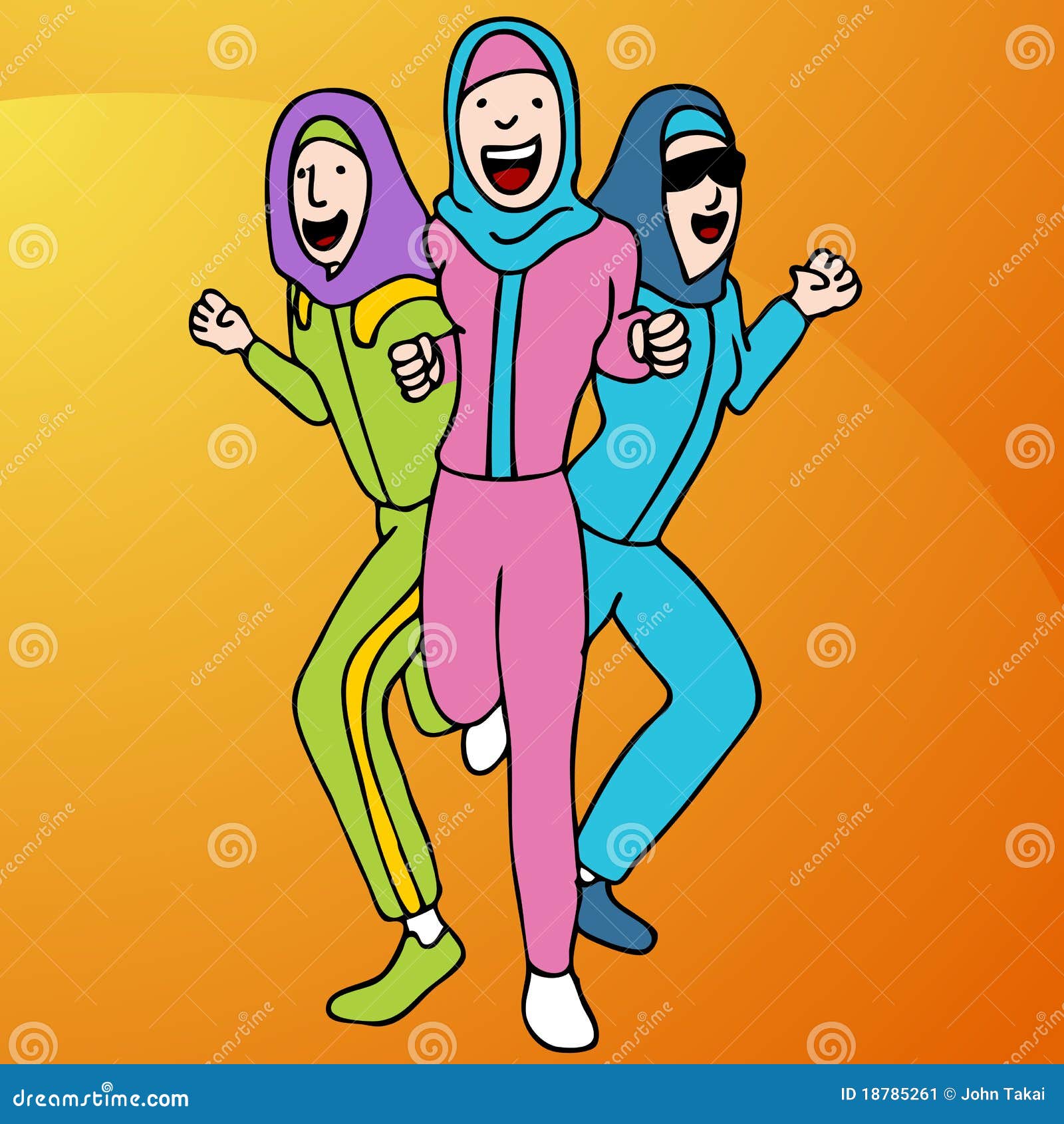 Muslim Jogging Team stock vector. Illustration of scarf - 18785261