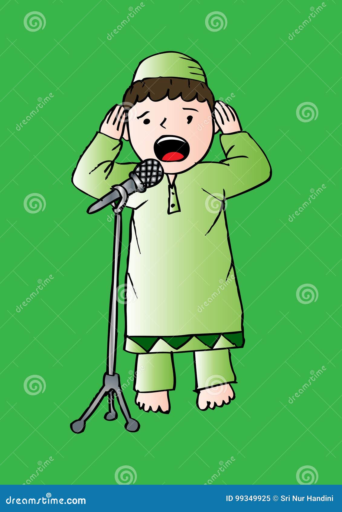 Muslim kid adzan stock vector. Illustration of islam - 99349925