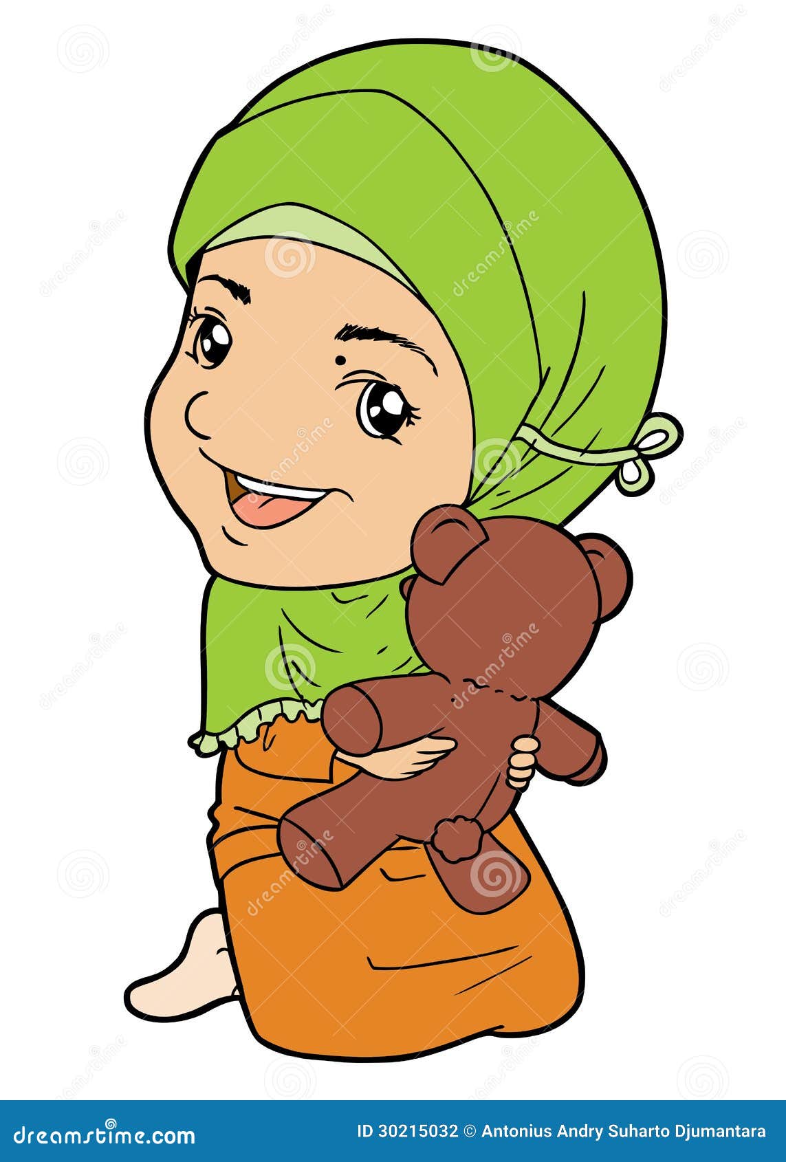 Muslim kid with doll stock vector. Illustration of allah - 30215032