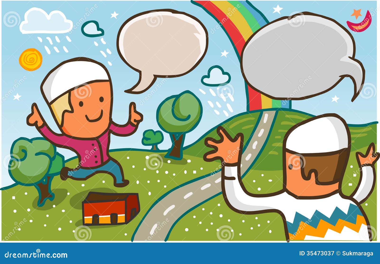 Muslim Kid Salam stock illustration. Illustration of masjid - 35473037