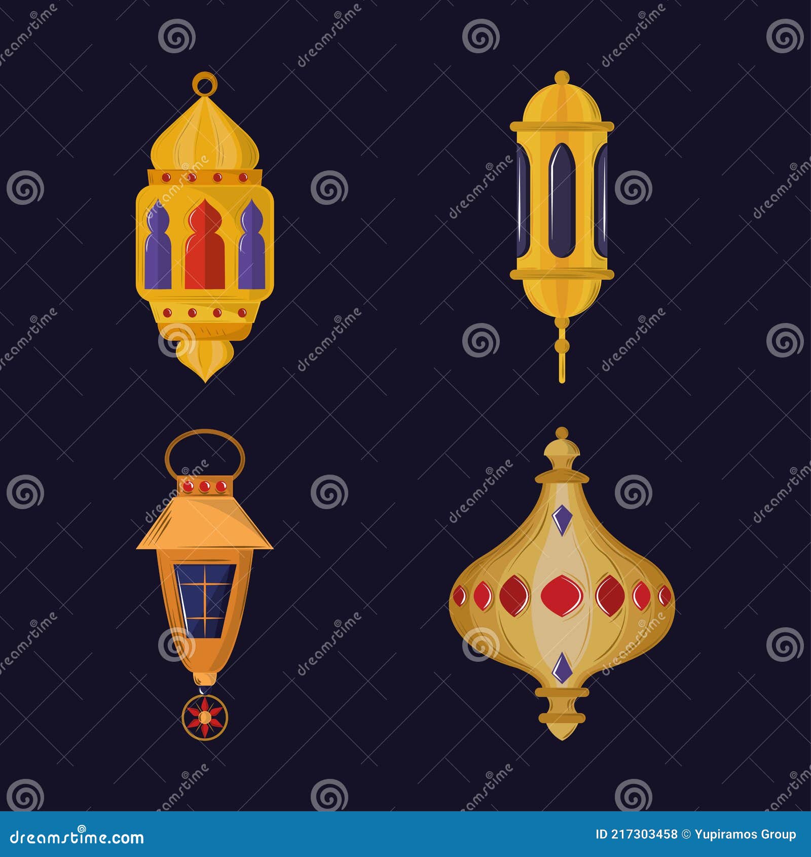 Muslim lantern set stock vector. Illustration of arabic - 217303458