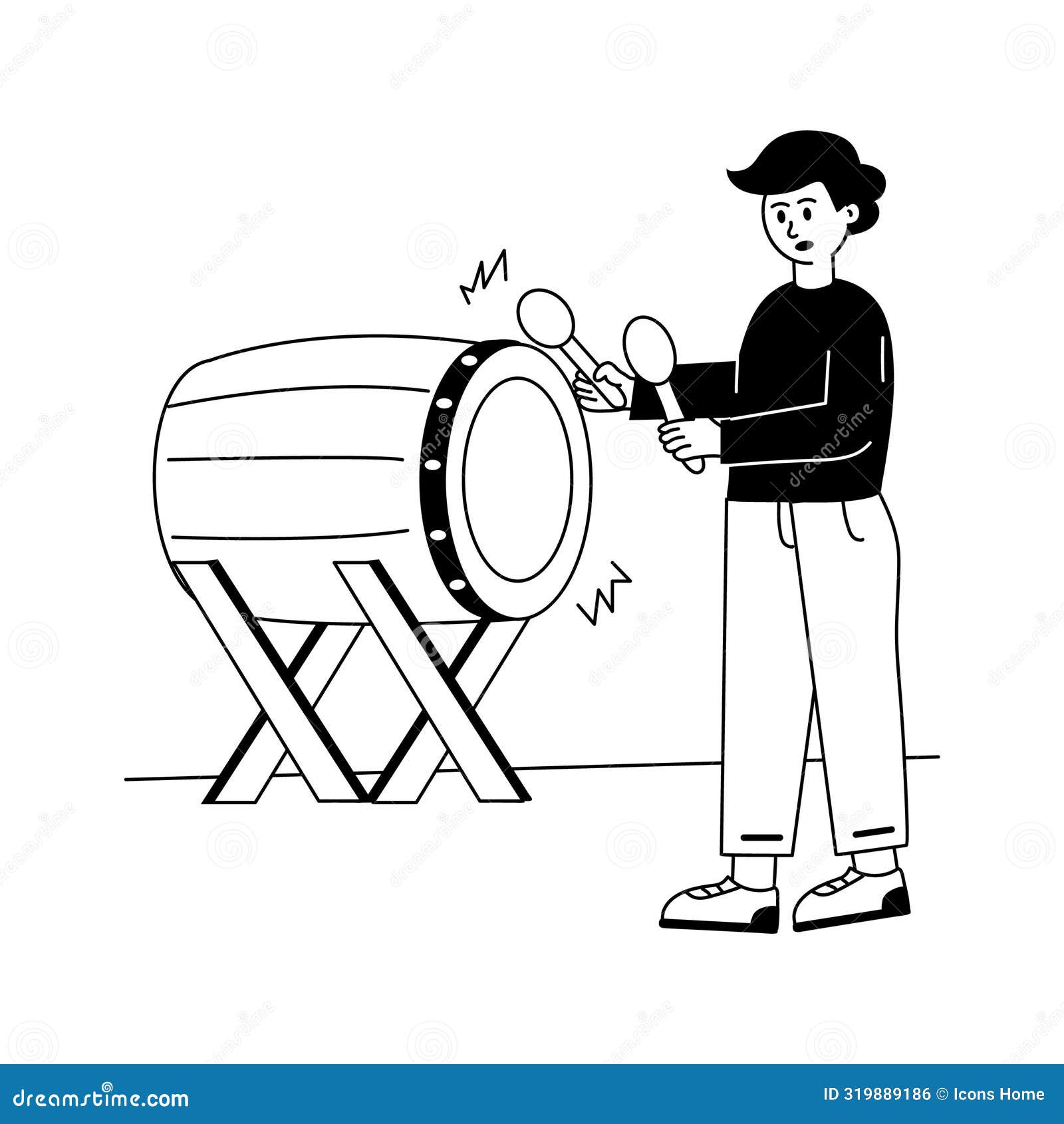 A Muslim Man Beating Drum, Character Illustration Stock Vector ...