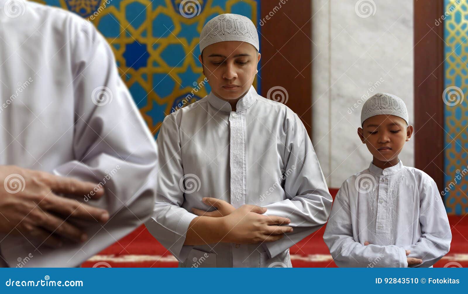 Muslim Man and Muslim Kid Praying Stock Photo - Image of greeting ...