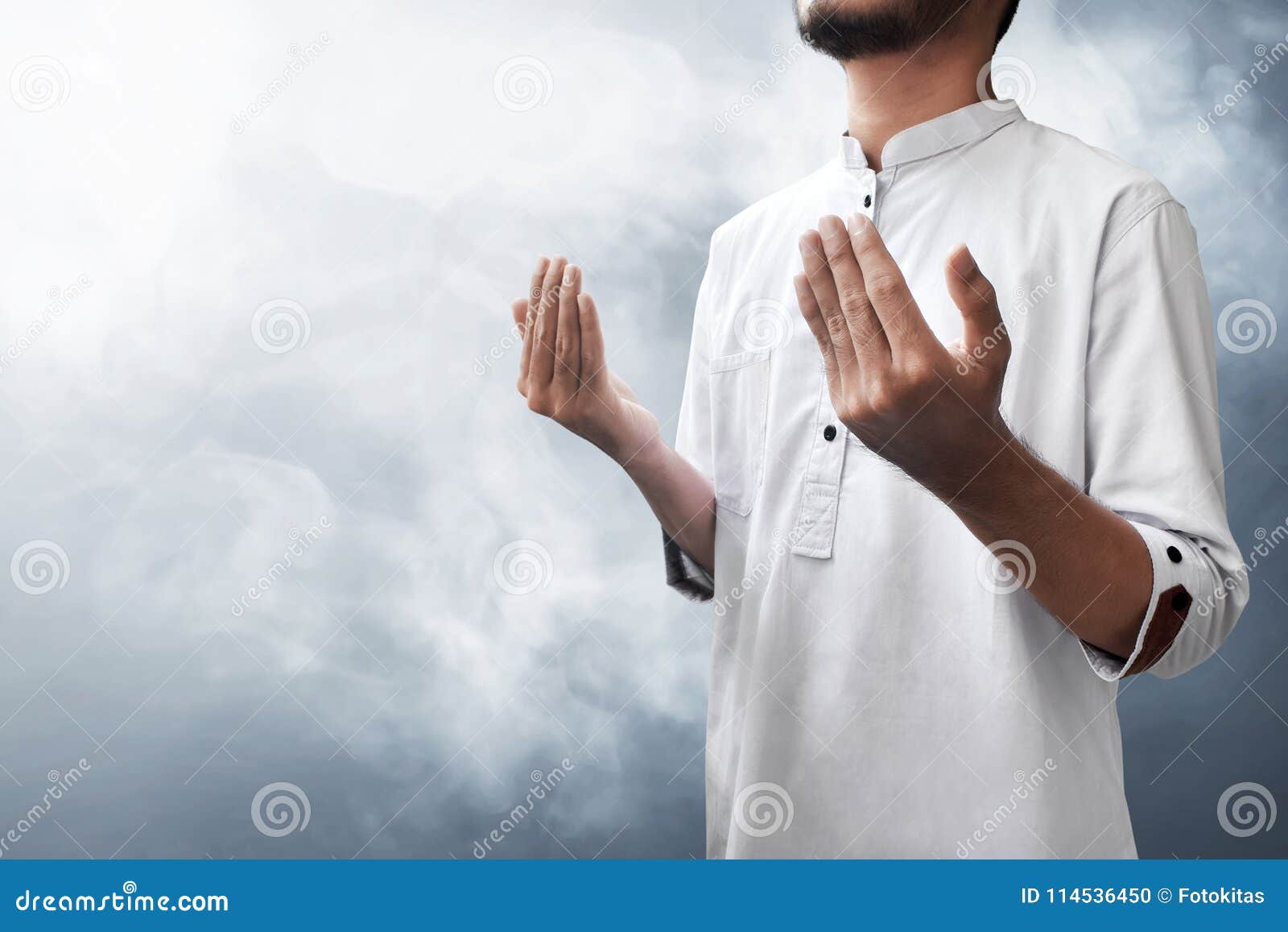 Muslim Man Pray on Smoke Background Stock Photo - Image of islam ...