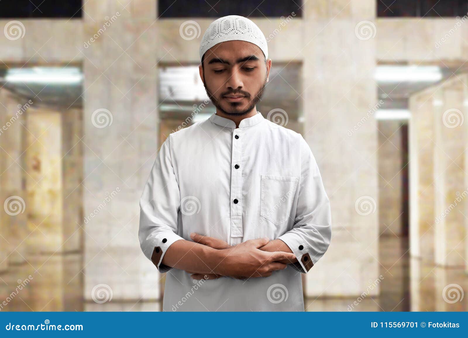 Muslim Man Pray Inside Mosque Stock Image - Image of forgiveness ...