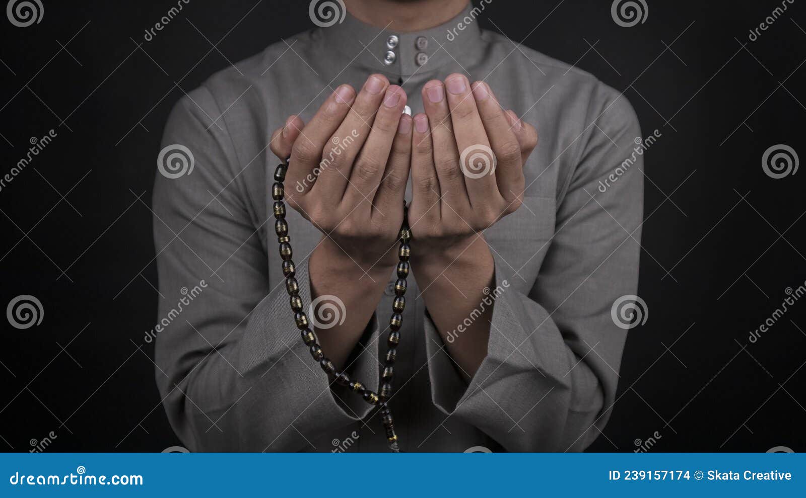 Muslim Man Praying Making Dua with Both Hands and Prayer Beads Stock ...