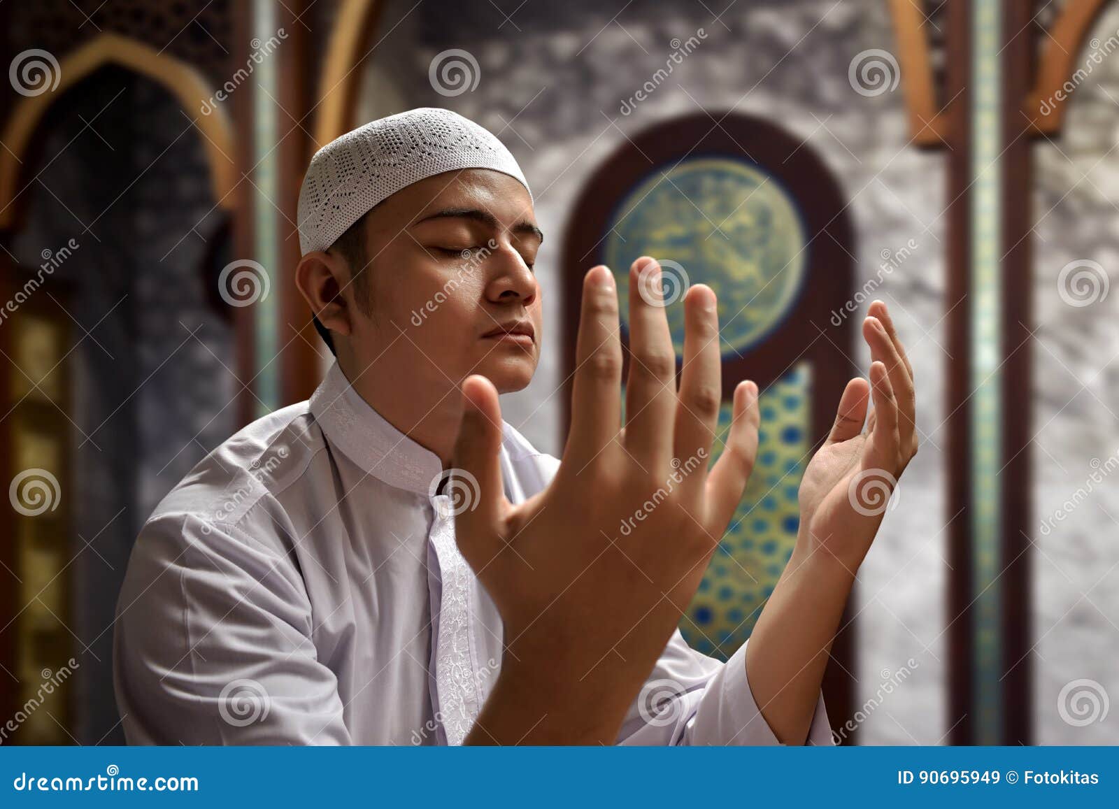 Muslim man praying stock image. Image of gesture, peace - 90695949