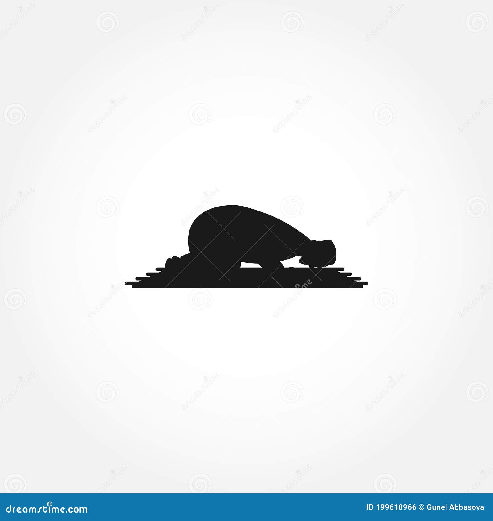 Muslim Man Prays In Sajdah Position. Namaz Simple Icon. Namaz Icon ...