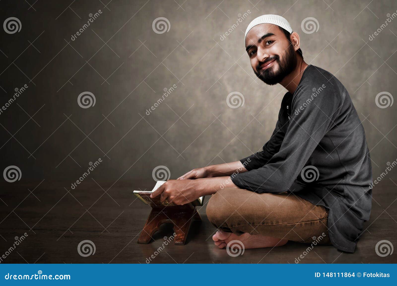 Muslim Man Reading Holy Quran Stock Photo - Image of beard, portrait ...
