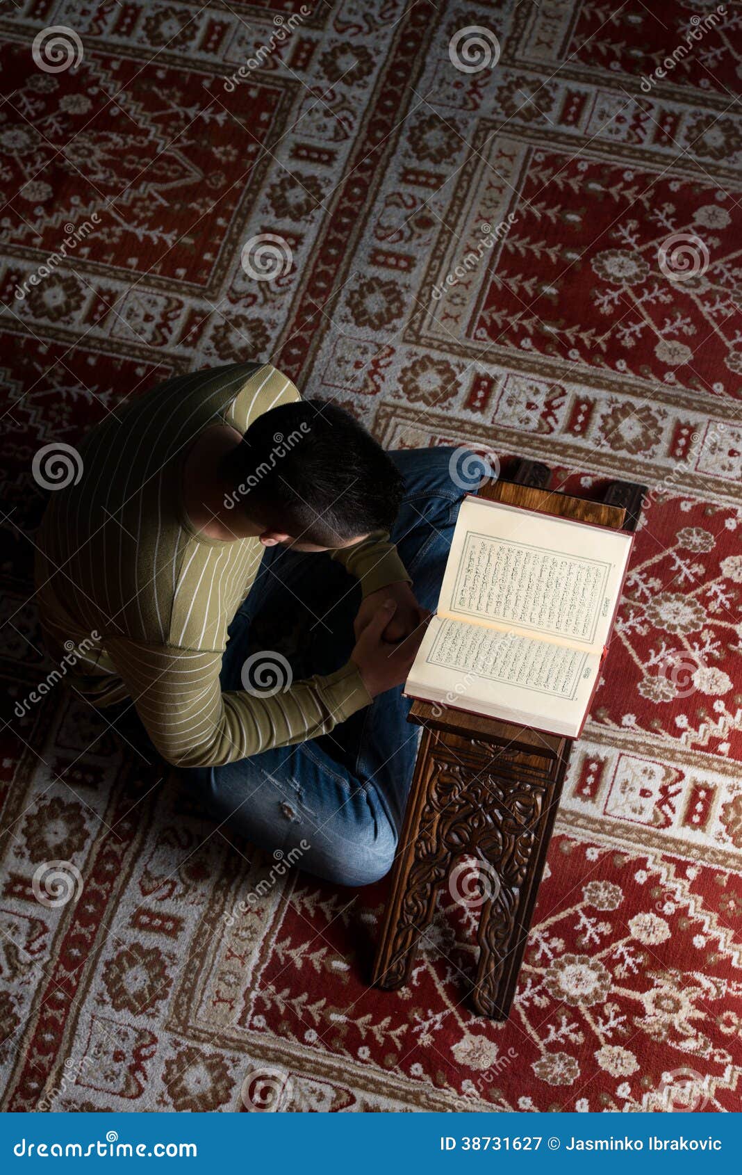 Muslim Man is Reading the Koran Stock Image - Image of arabic, arabian ...