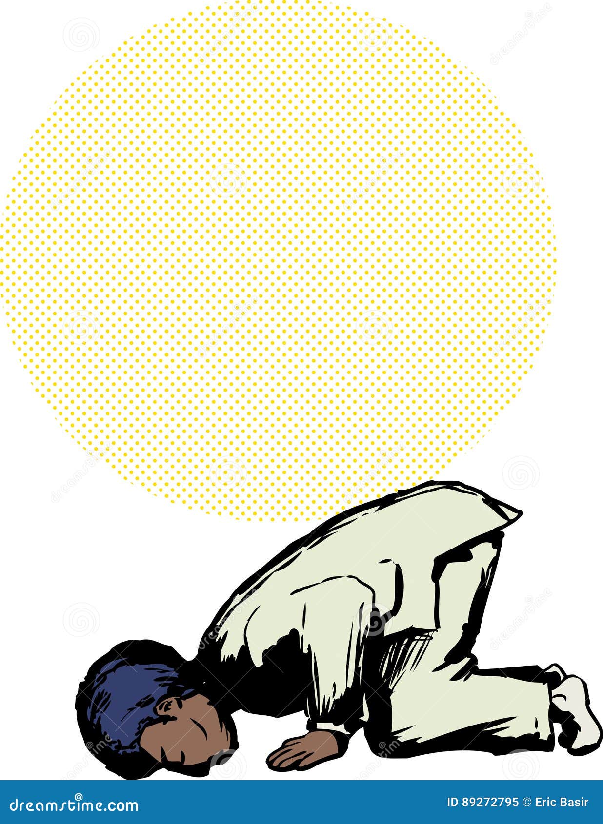 Muslim Man in Sajdah Prayer Position Stock Illustration - Illustration ...