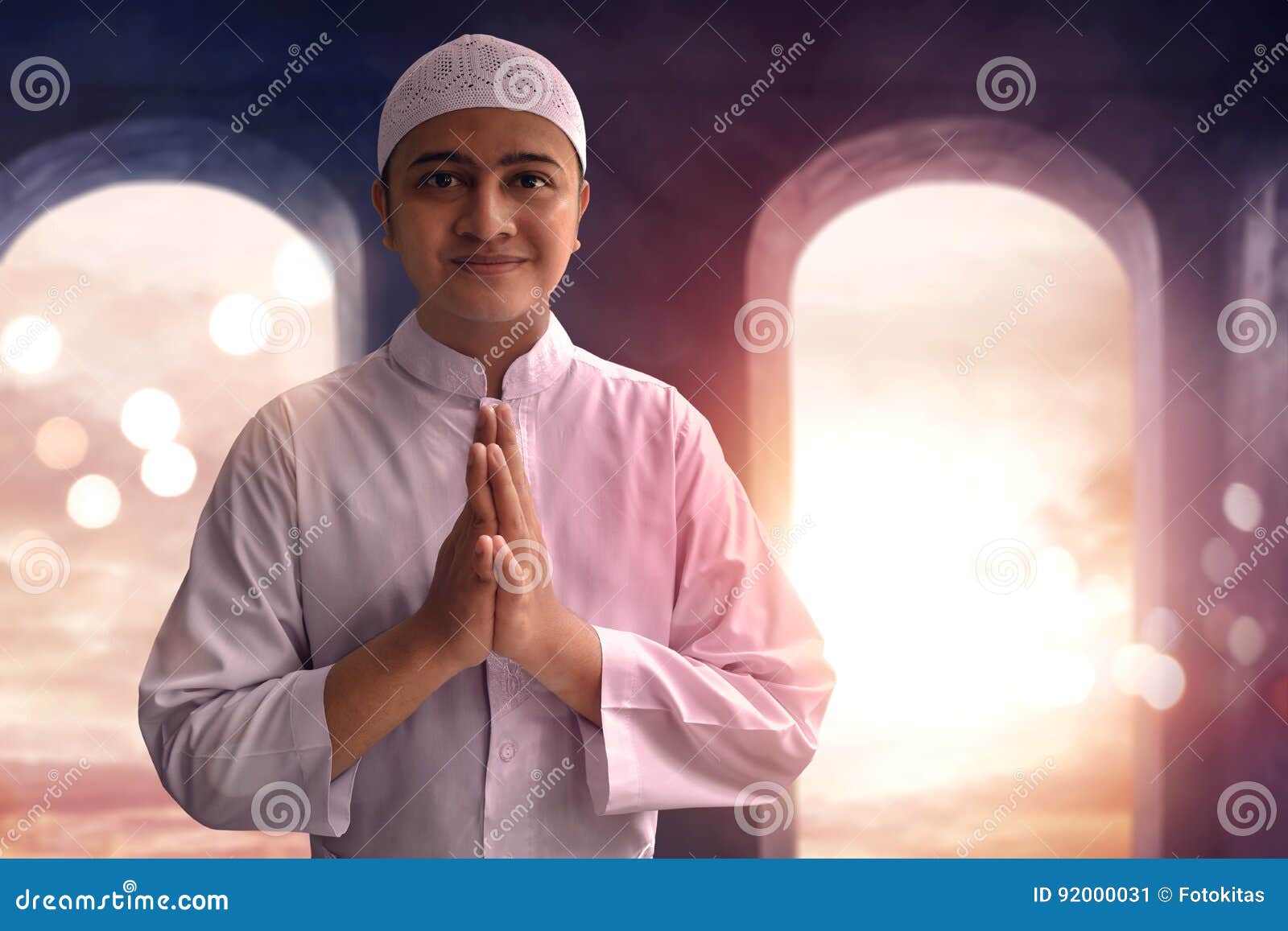 Muslim man smiling stock image. Image of mubarak, culture - 92000031