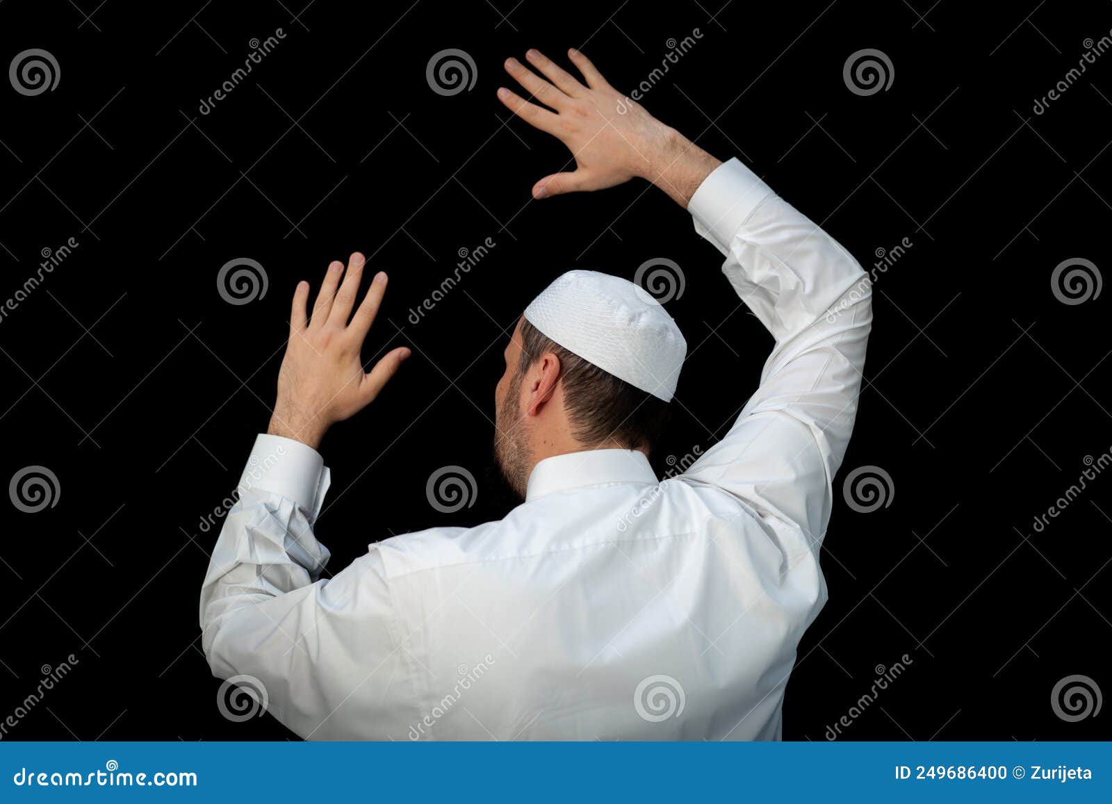 Muslim Man Standing and Praying in the Front of Kaaba in Mecca Stock ...