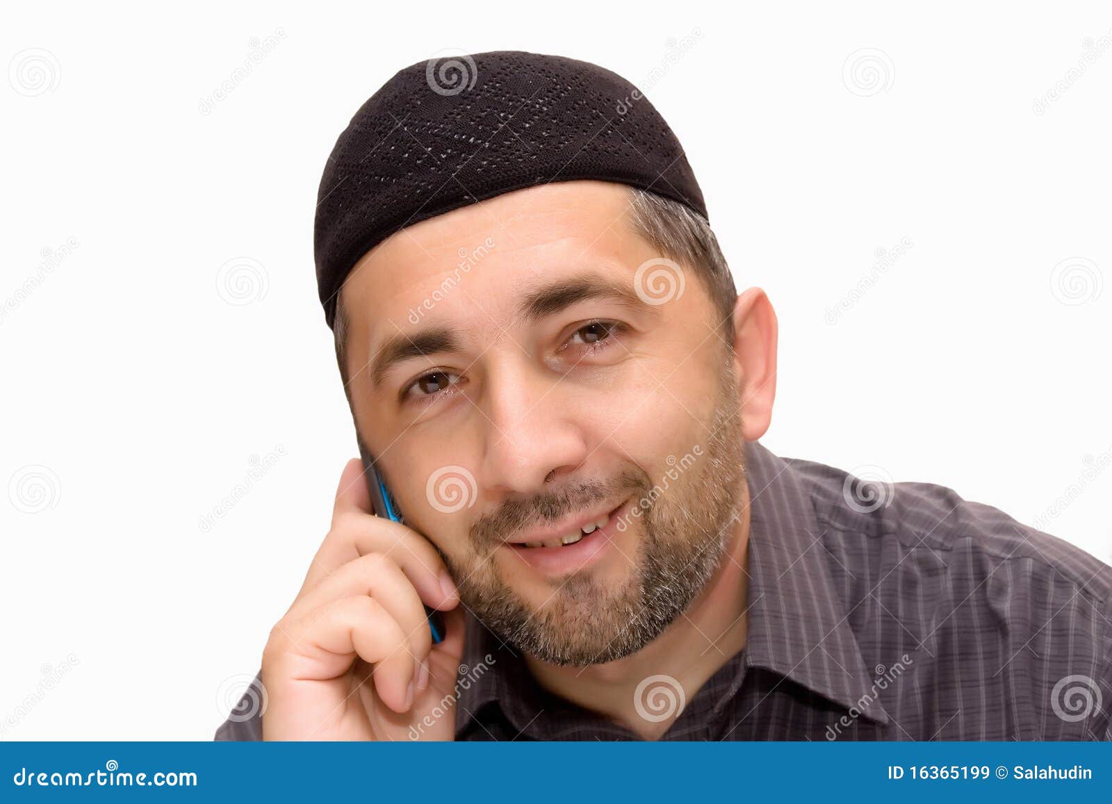Muslim Man Talking Over Mobile Stock Image - Image of phone, mature ...