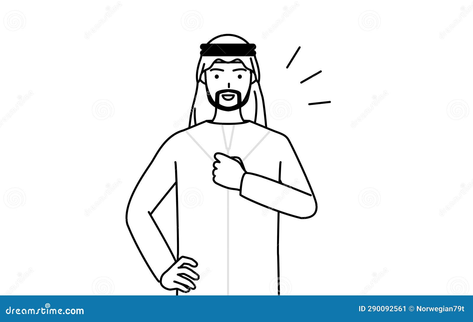 Muslim Man Tapping His Chest Cartoon Vector | CartoonDealer.com #290092561