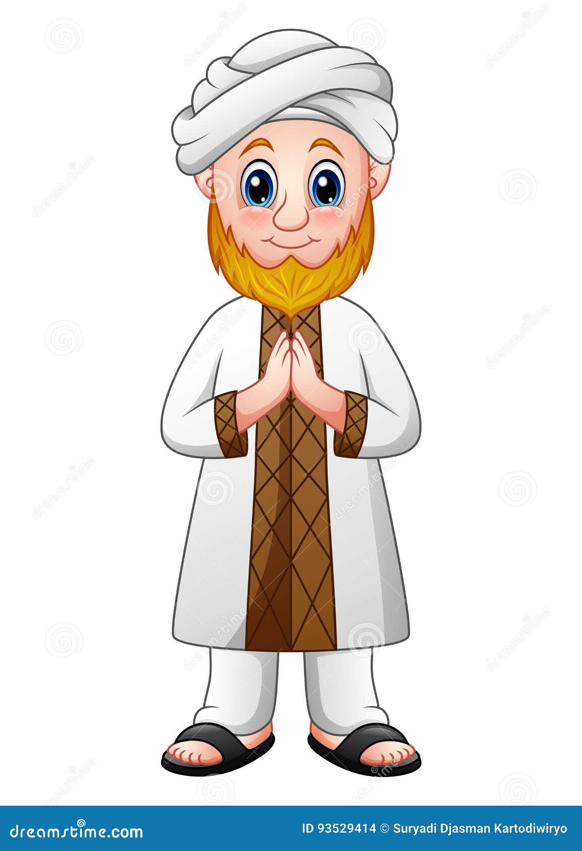 Muslim Men Cartoon Greeting Stock Vector - Illustration of character ...