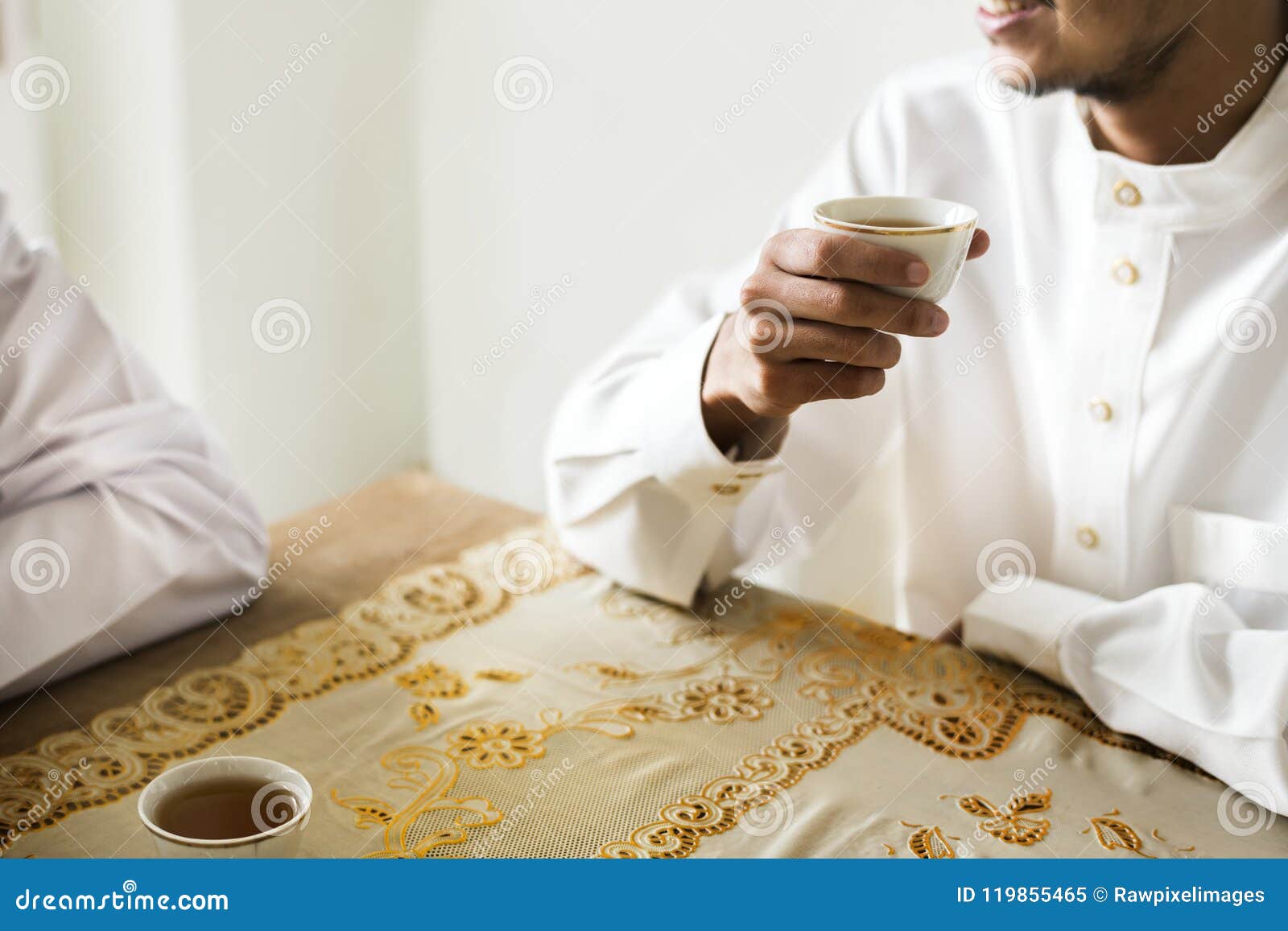 Muslim Men Having a Cup of Tea Stock Image - Image of sharing, modest ...