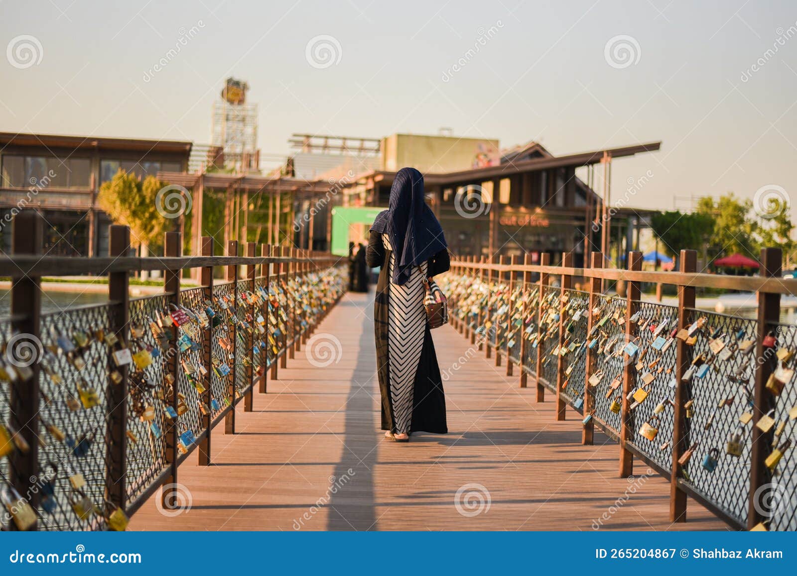 Muslim Model Walking on the Padlock Bridge Stock Image - Image of ...