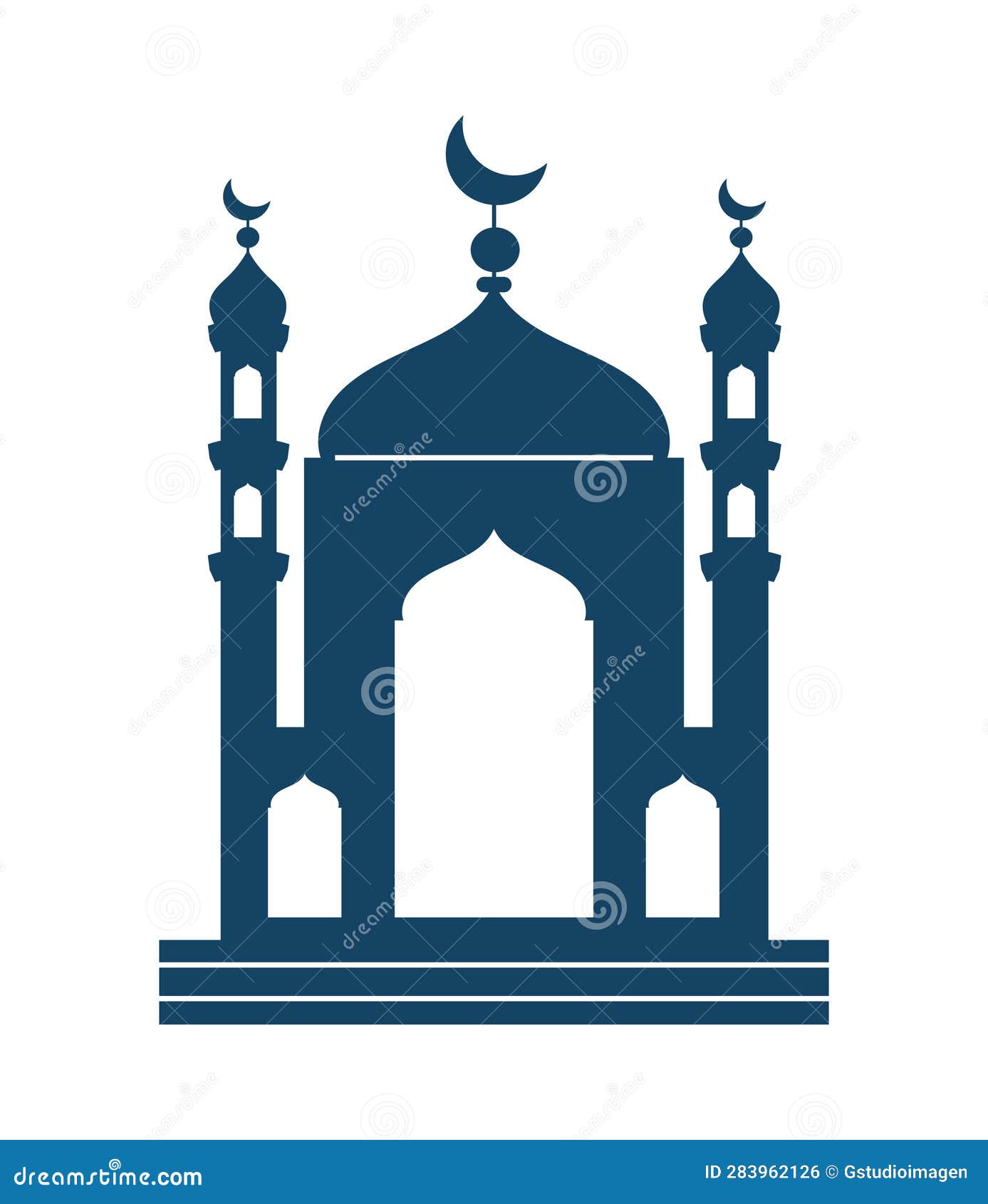 Muslim mosque front facade stock vector. Illustration of islamic ...