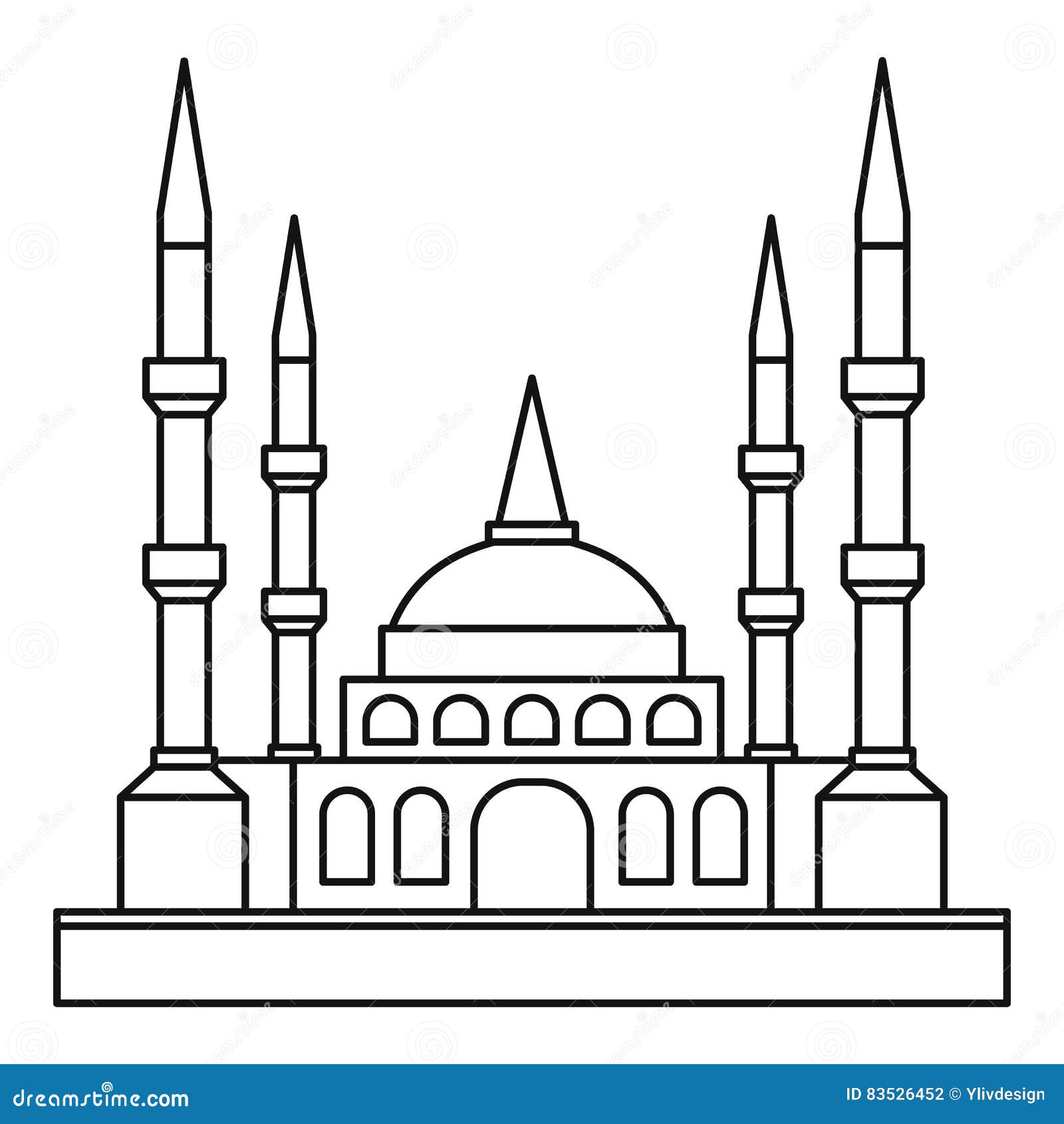 Muslim Mosque Icon, Outline Style Stock Vector - Illustration of islam ...