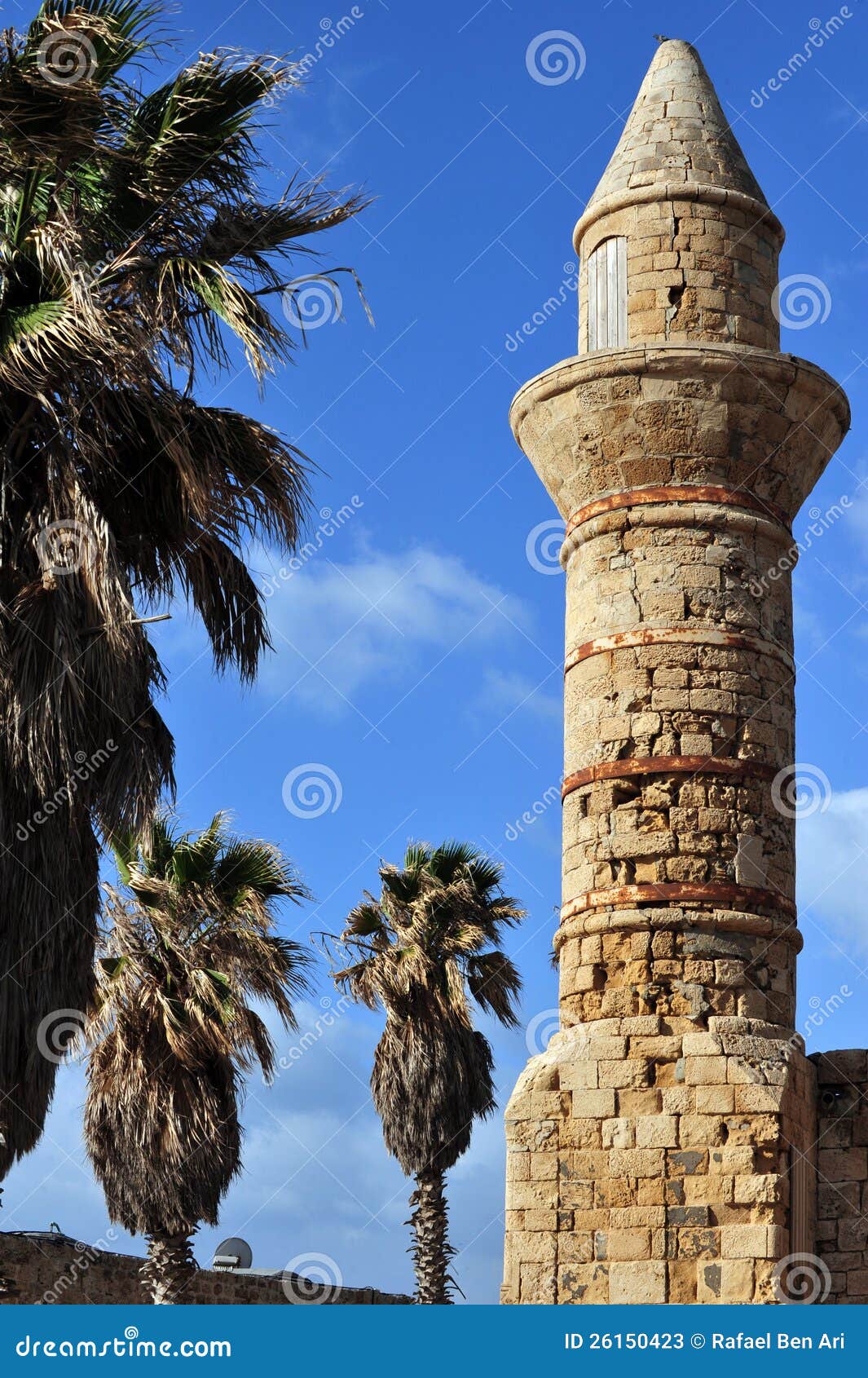 Muslim Mosque Tower in Caesarea Stock Image - Image of israel, brick ...